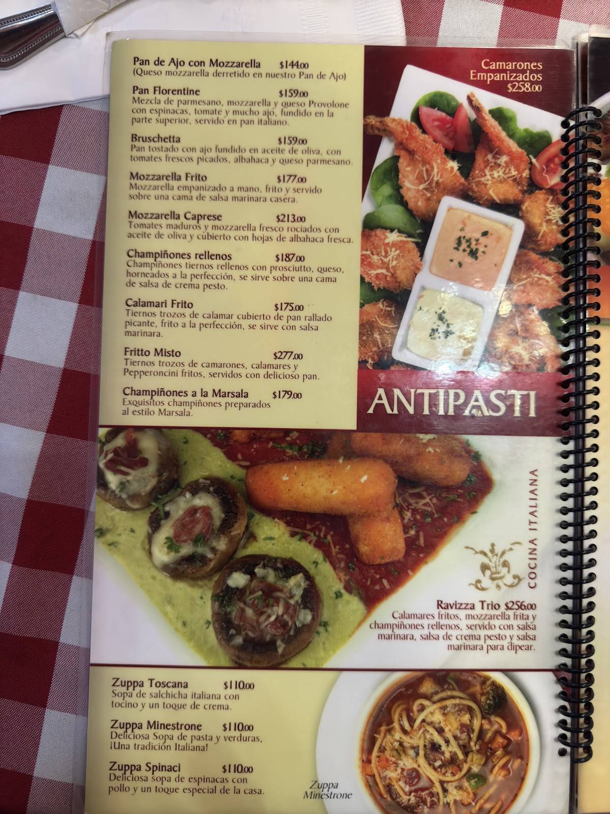 Menu at Ravizza Ristorante restaurant, Mexicali, Blvd. Benito Juárez 1400