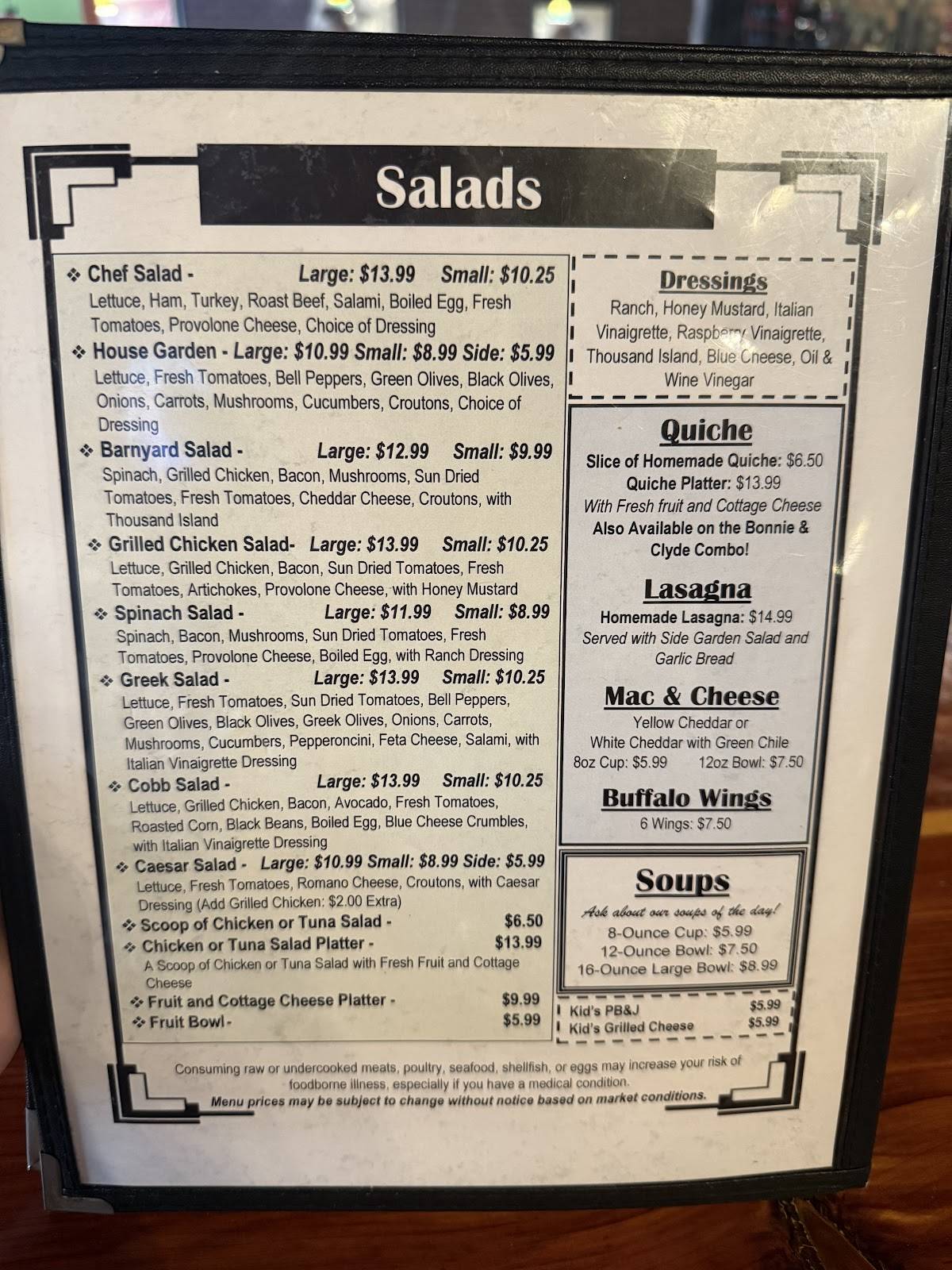 Menu at Reba's Deli and Pizzeria, La Grange, 539 E Colorado St