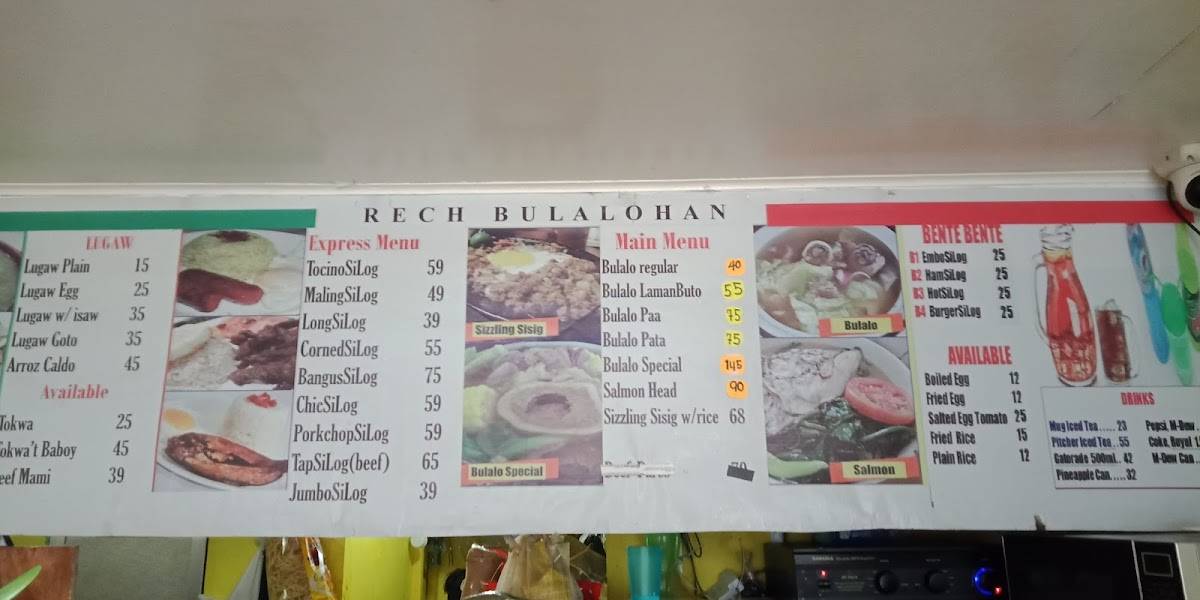 Carta del restaurante Rech Bulaluhan, Ciudad Quezon
