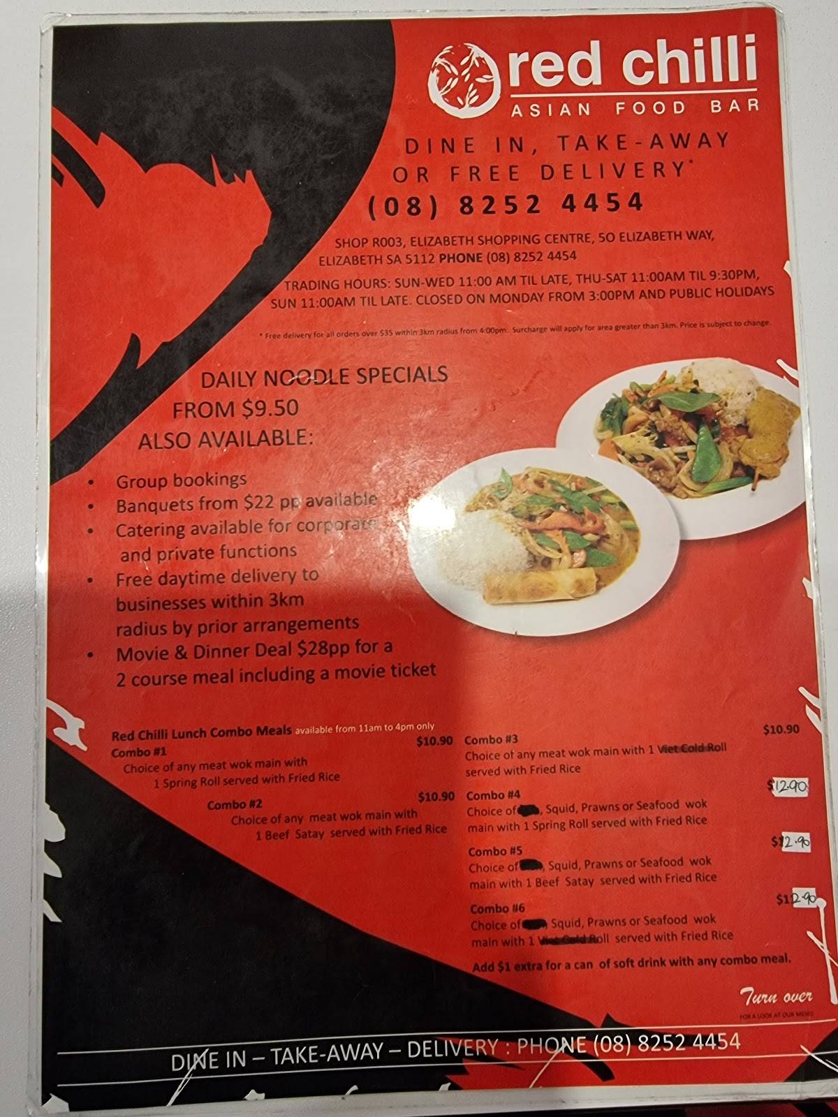 Menu at Red Chilli Asian Fresh restaurant, Elizabeth