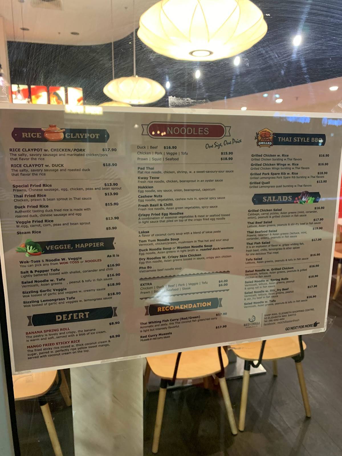 Menu at Red Chilli Asian Fresh restaurant, Elizabeth