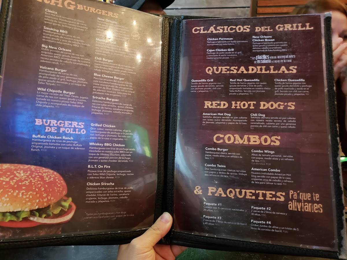 Carta del restaurante Red Hot Grill, Morelia