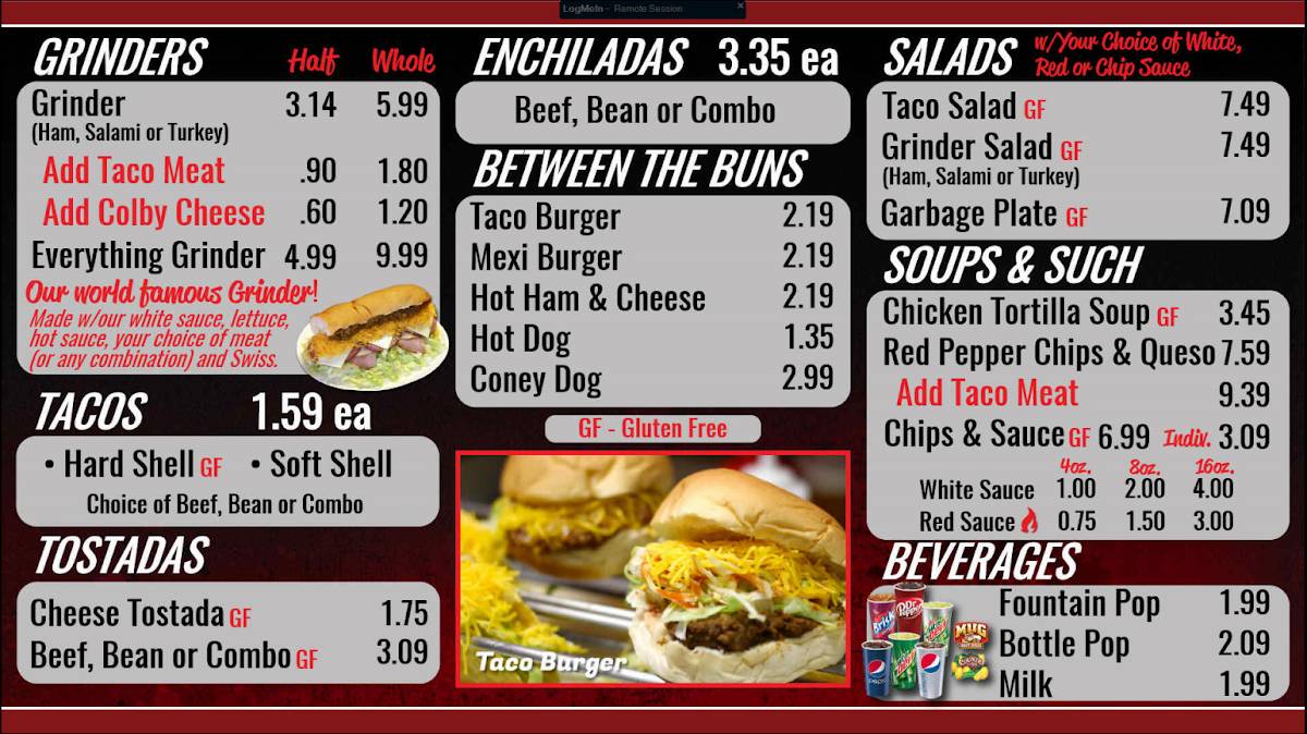 Menu at Red Pepper Fargo restaurant, Fargo