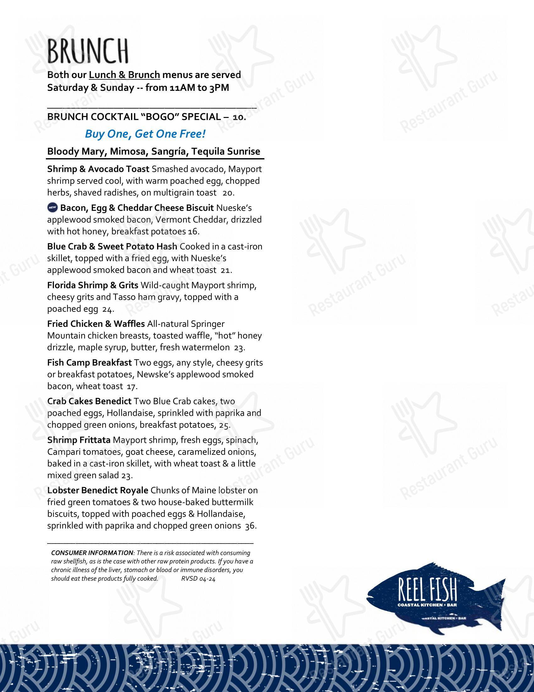 Menu at Reel Fish Coastal Kitchen and Bar, Winter Park