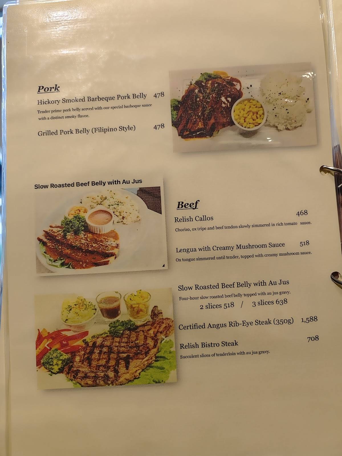Menu at Relish, Hello Happiness! restaurant, Quezon City