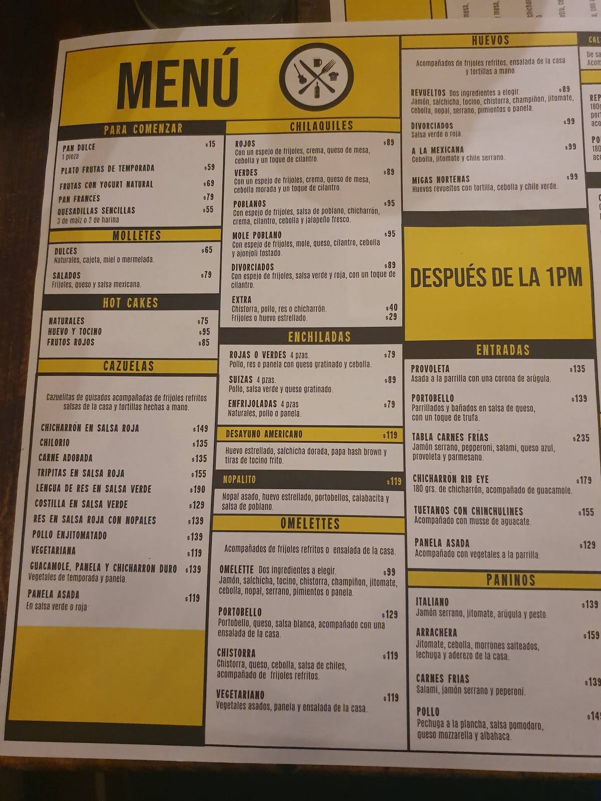 Carta del restaurante República 33, Zapopan