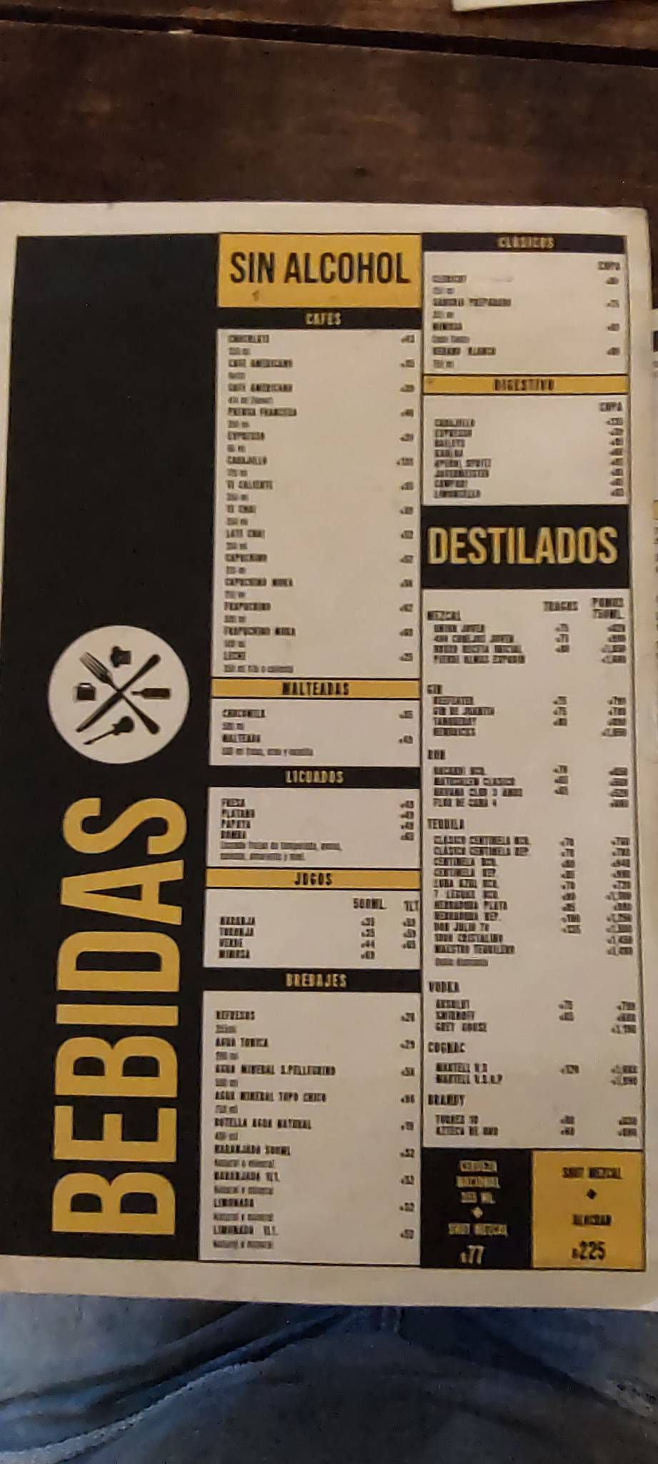 Carta del restaurante República 33, Zapopan