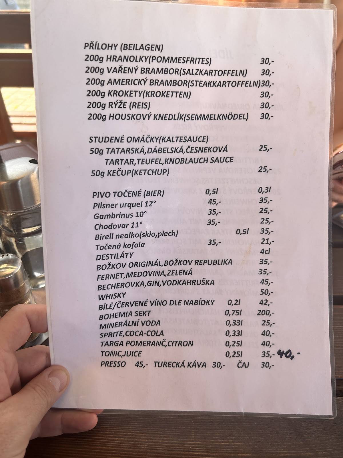 Menu at Restaurace Březí vlk restaurant, Valy