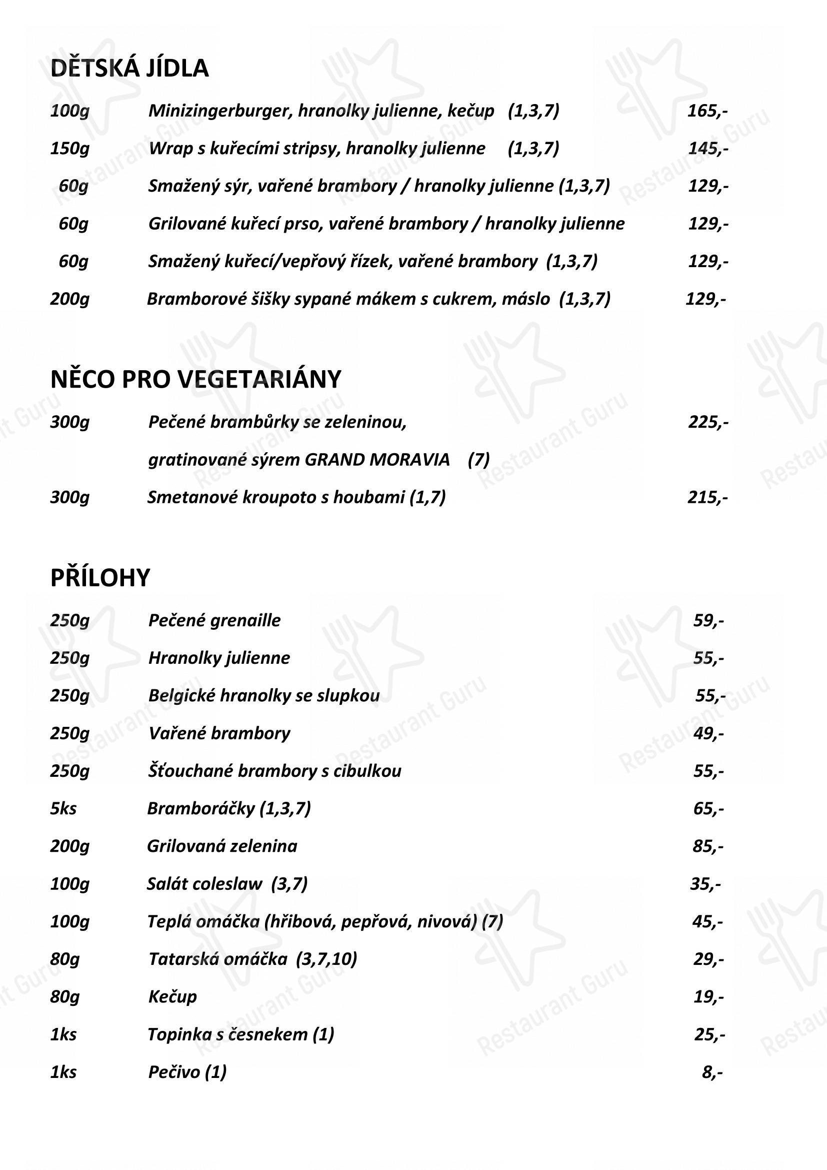 Menu at Restaurace NA PRAŽCI restaurant, Blansko