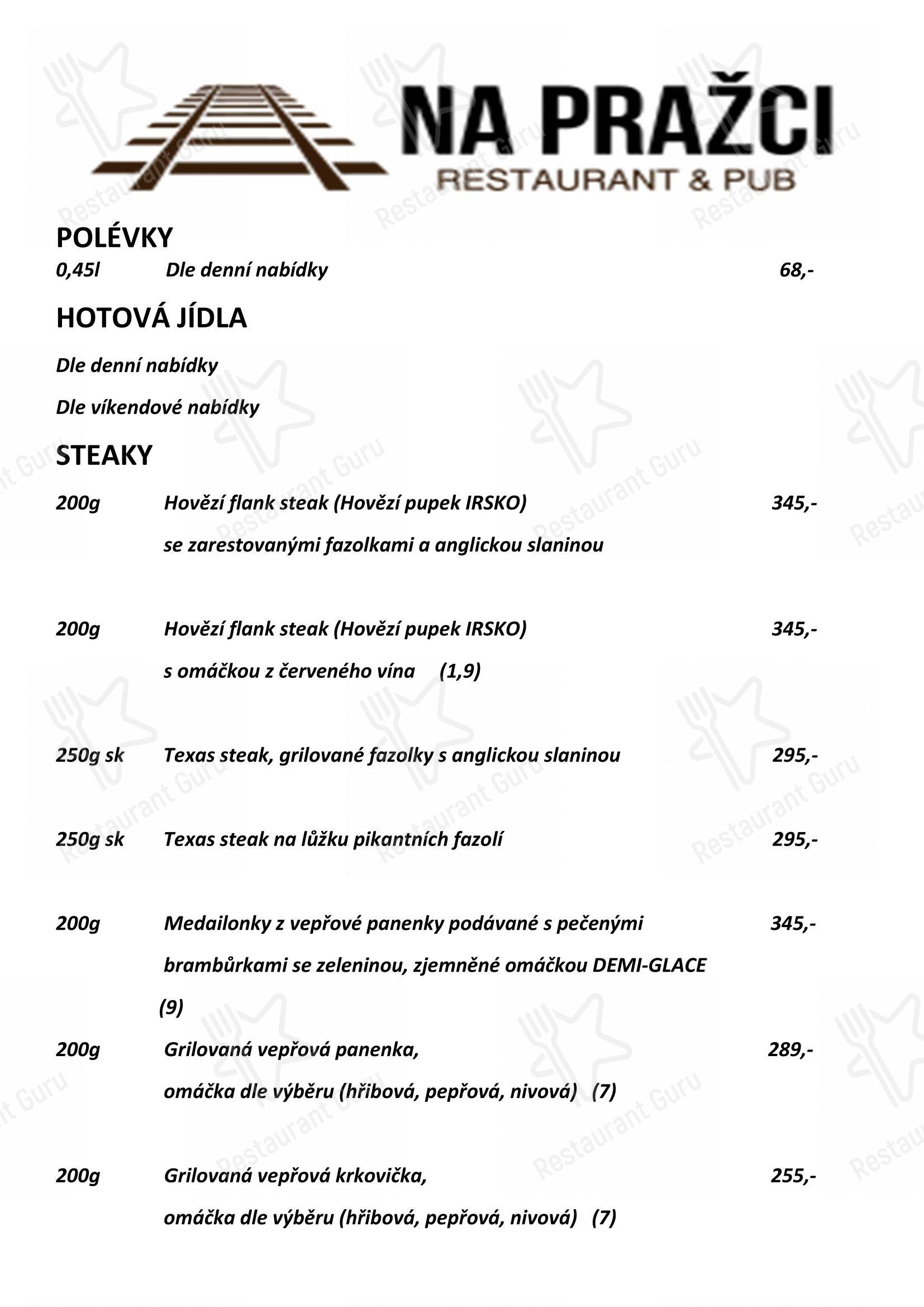 Menu at Restaurace NA PRAŽCI restaurant, Blansko