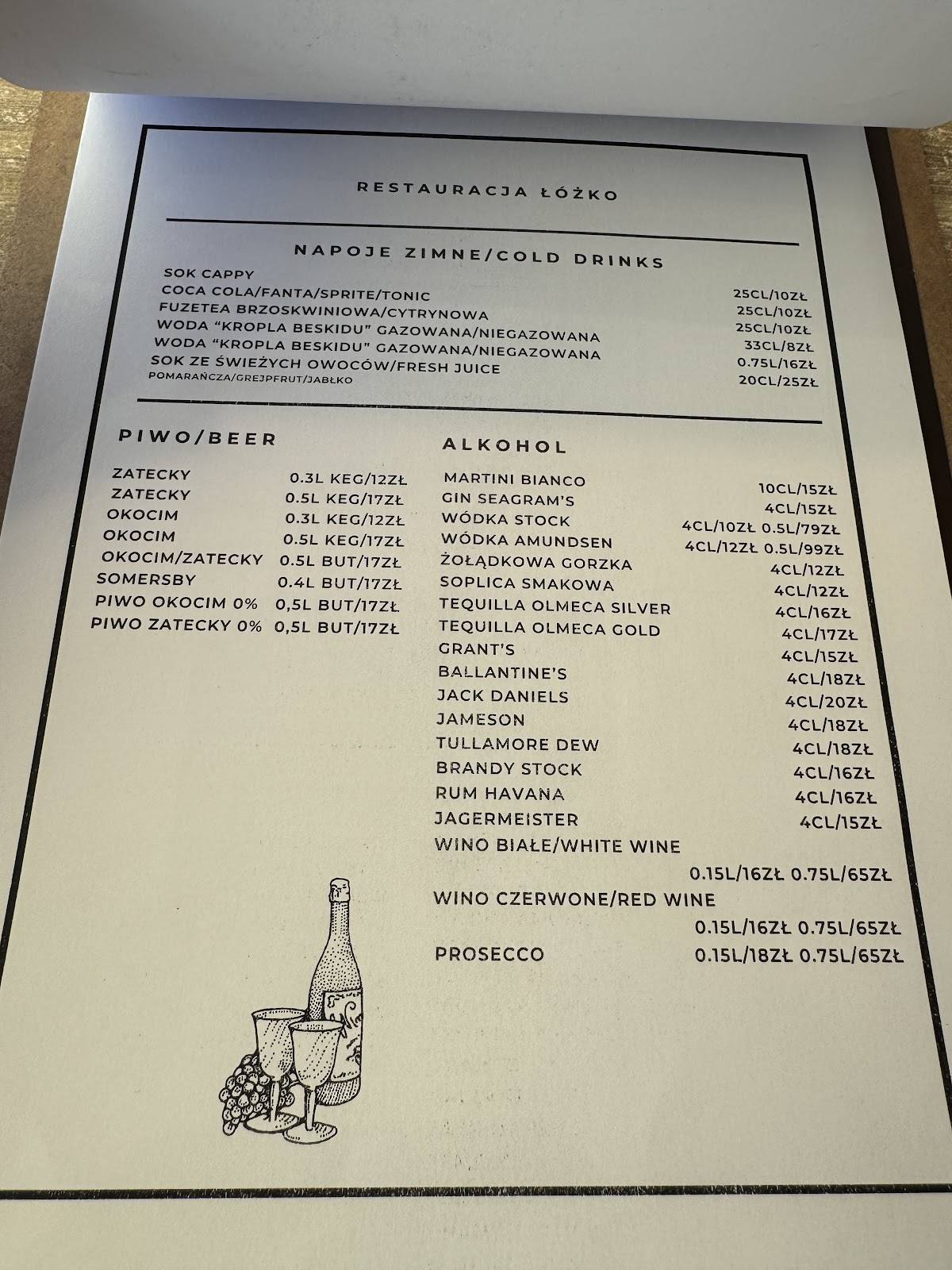 Menu at Restauracja „Łóżko” restaurant, Jastarnia, Księdza Bernarda ...
