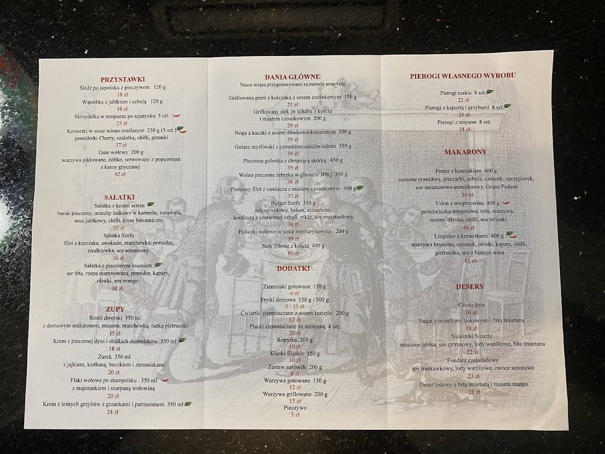 Menu at Restauracja Ordynata Rozwadów, Stalowa Wola