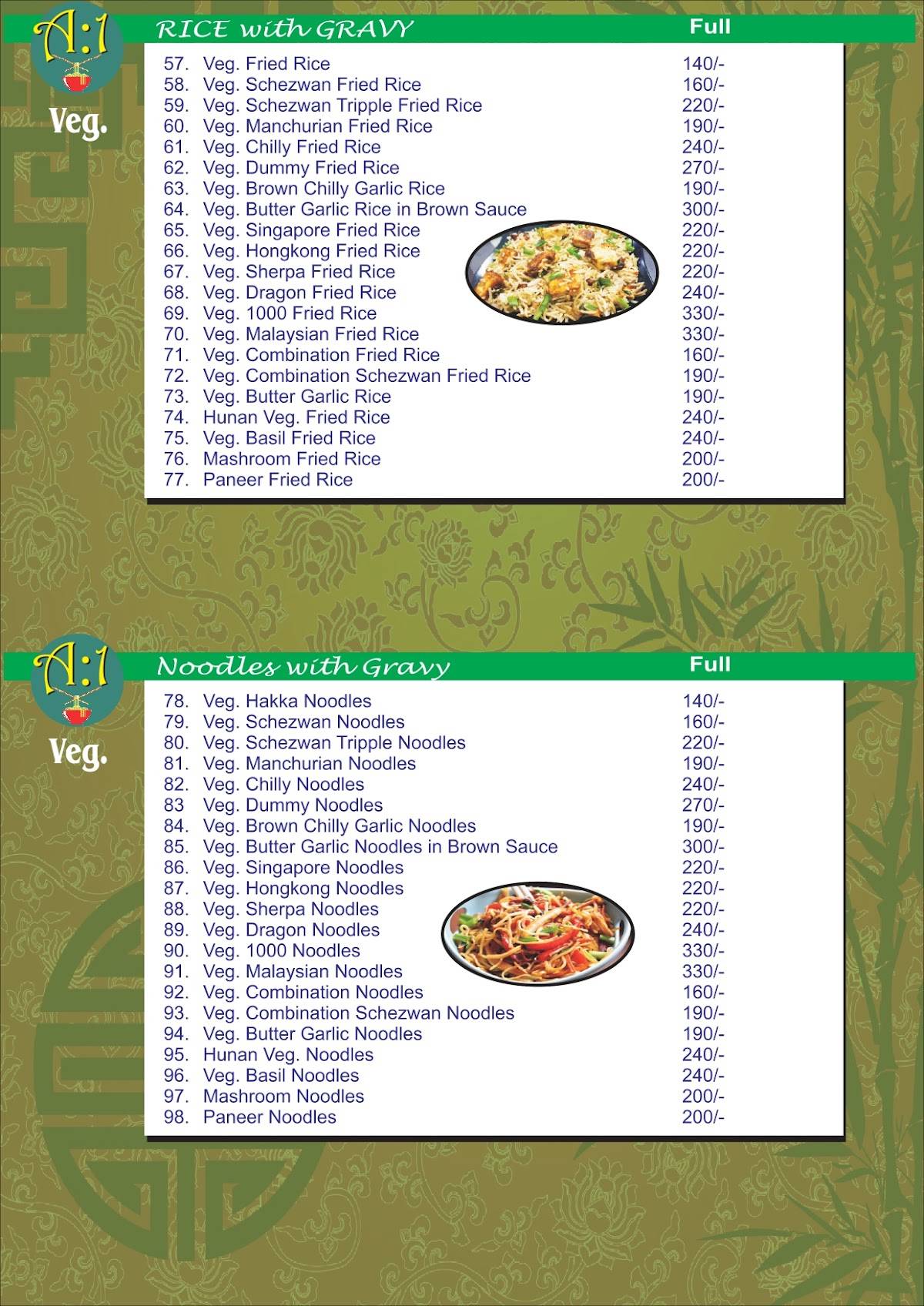 Menu at A1 Chinese Family Restaurant, Mumbai