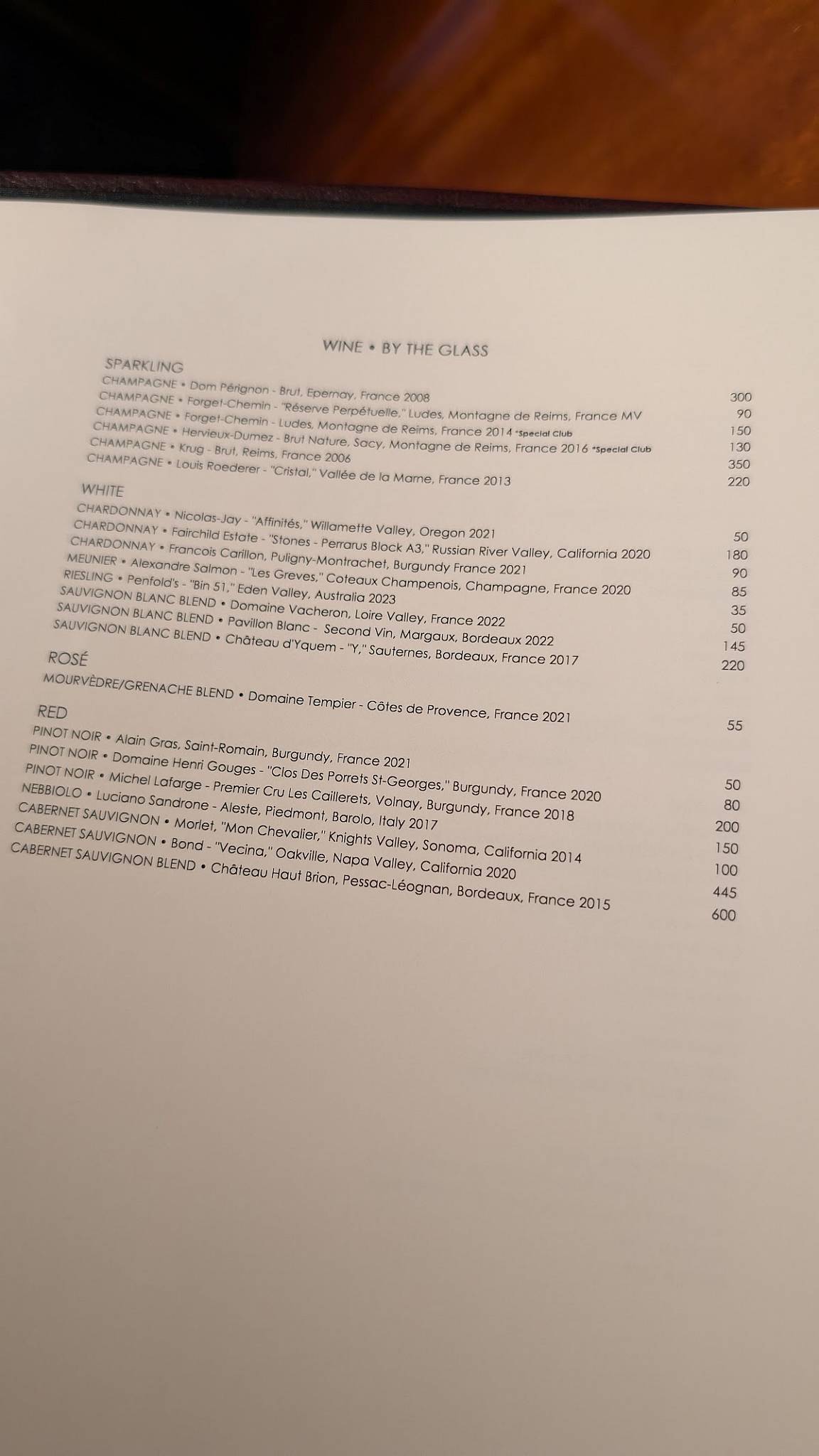 Menu at ADDISON BY WILLIAM BRADLEY restaurant, San Diego