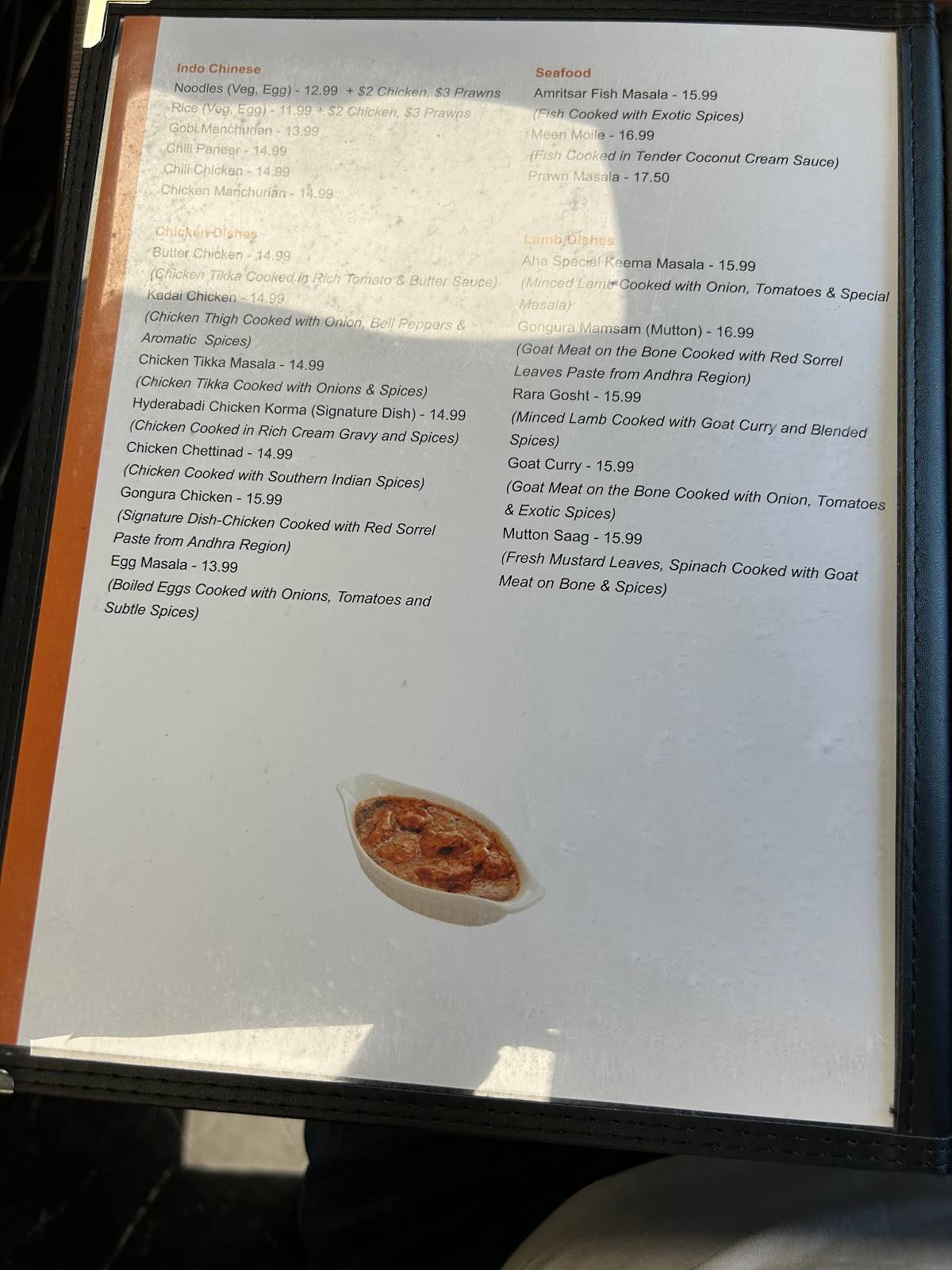 Carta del restaurante AHA Indian Food Paradise, Abbotsford
