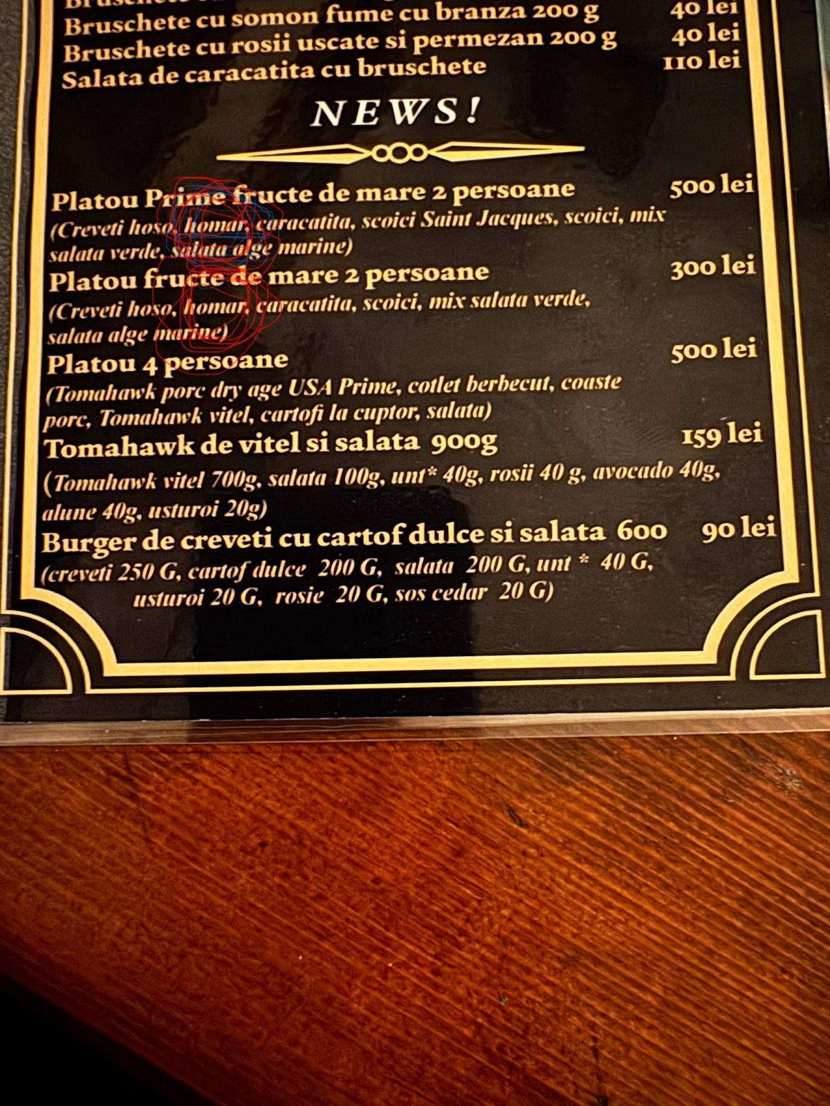 Menu at ARTO Restaurant, Bucharest