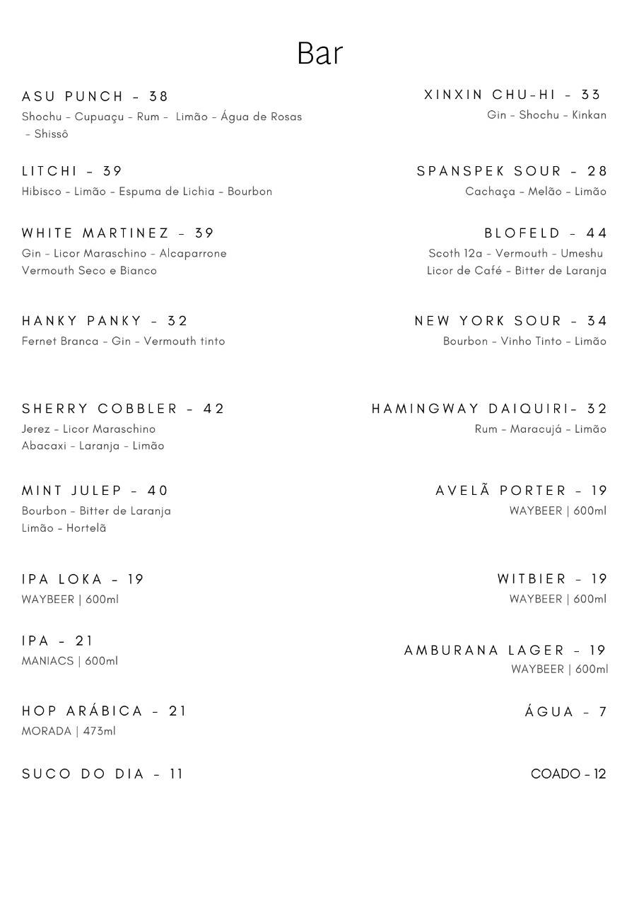 Menu em ASU Restaurante, Curitiba