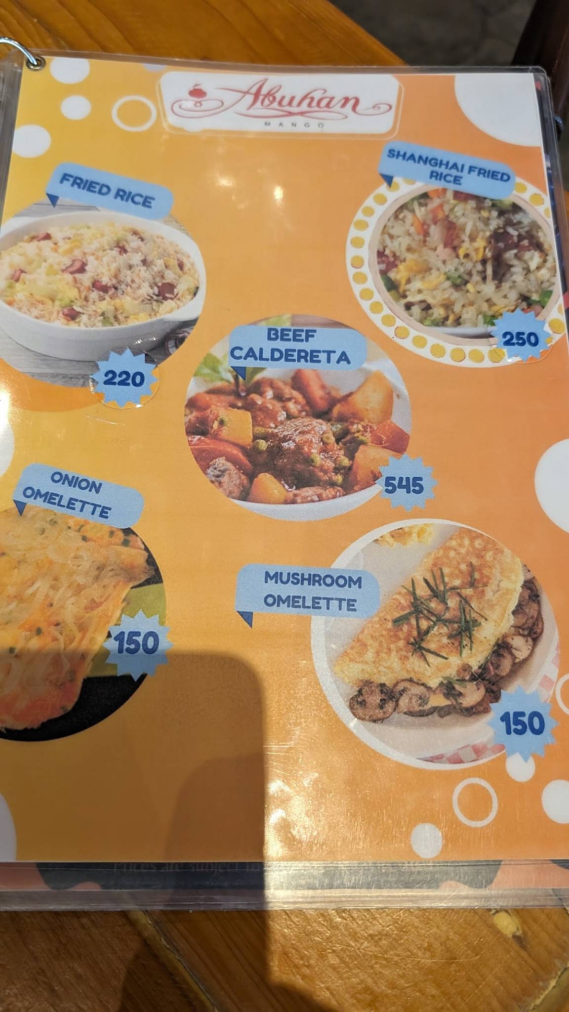 Menu at Abuhan Restaurant, Cebu City, Ground Floor Mango Square Mall