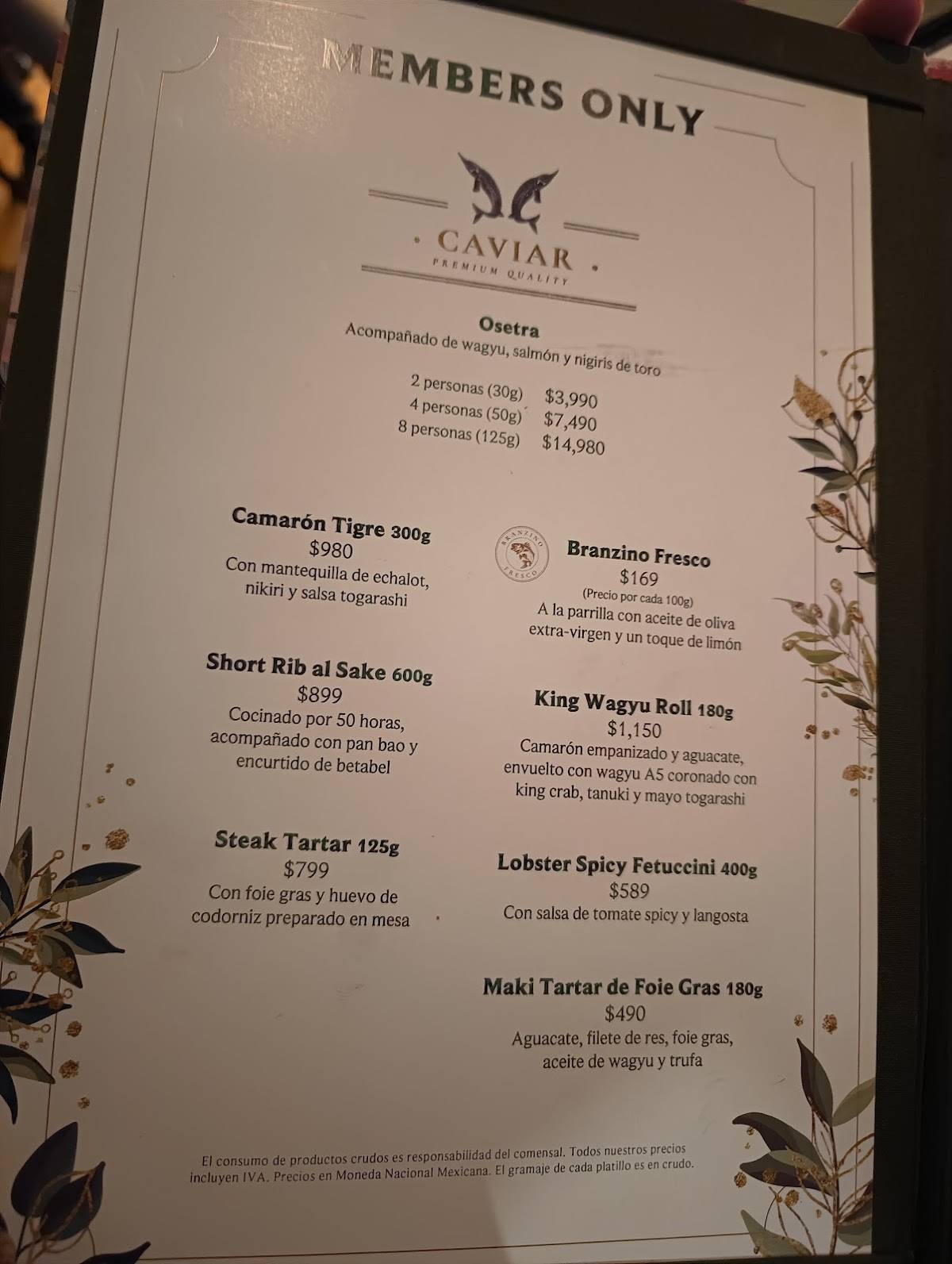 Menu at Animal St. Regis restaurant, Ciudad López Mateos