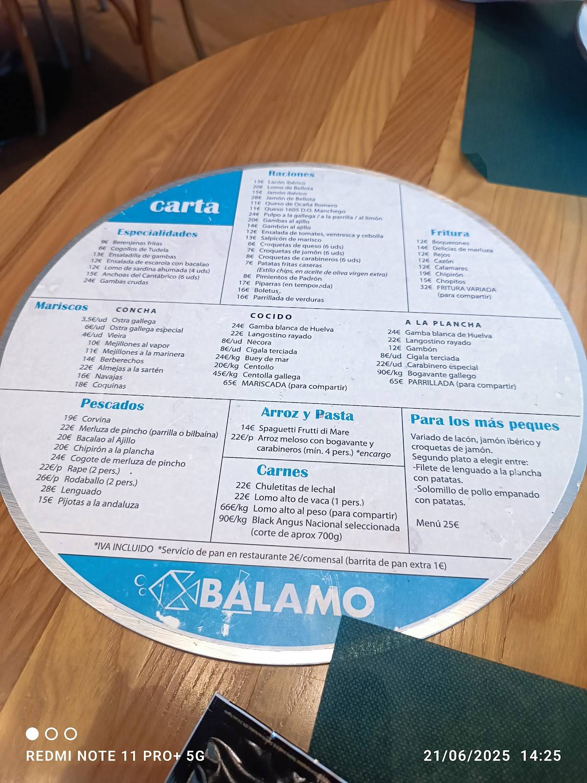 Carta de Bálamo Restaurante, Alcorcón