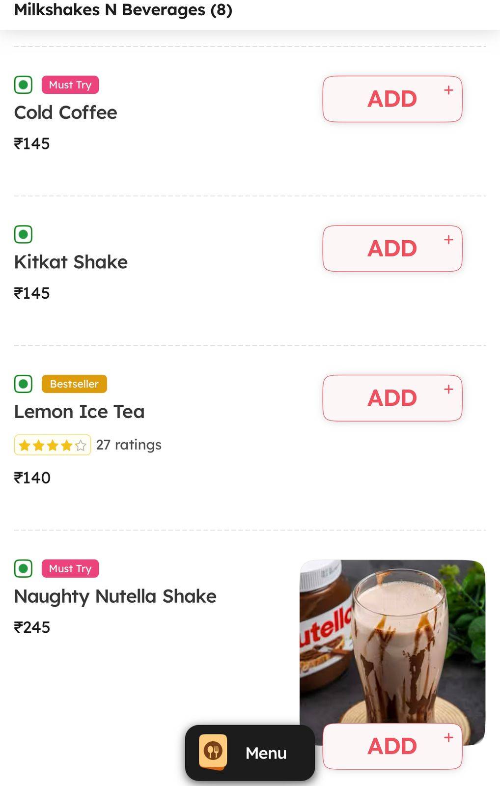 Menu at Bandra Bistro, Mumbai