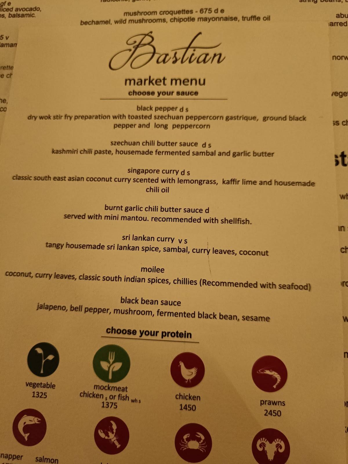 Menu at Bastian, Worli, Mumbai