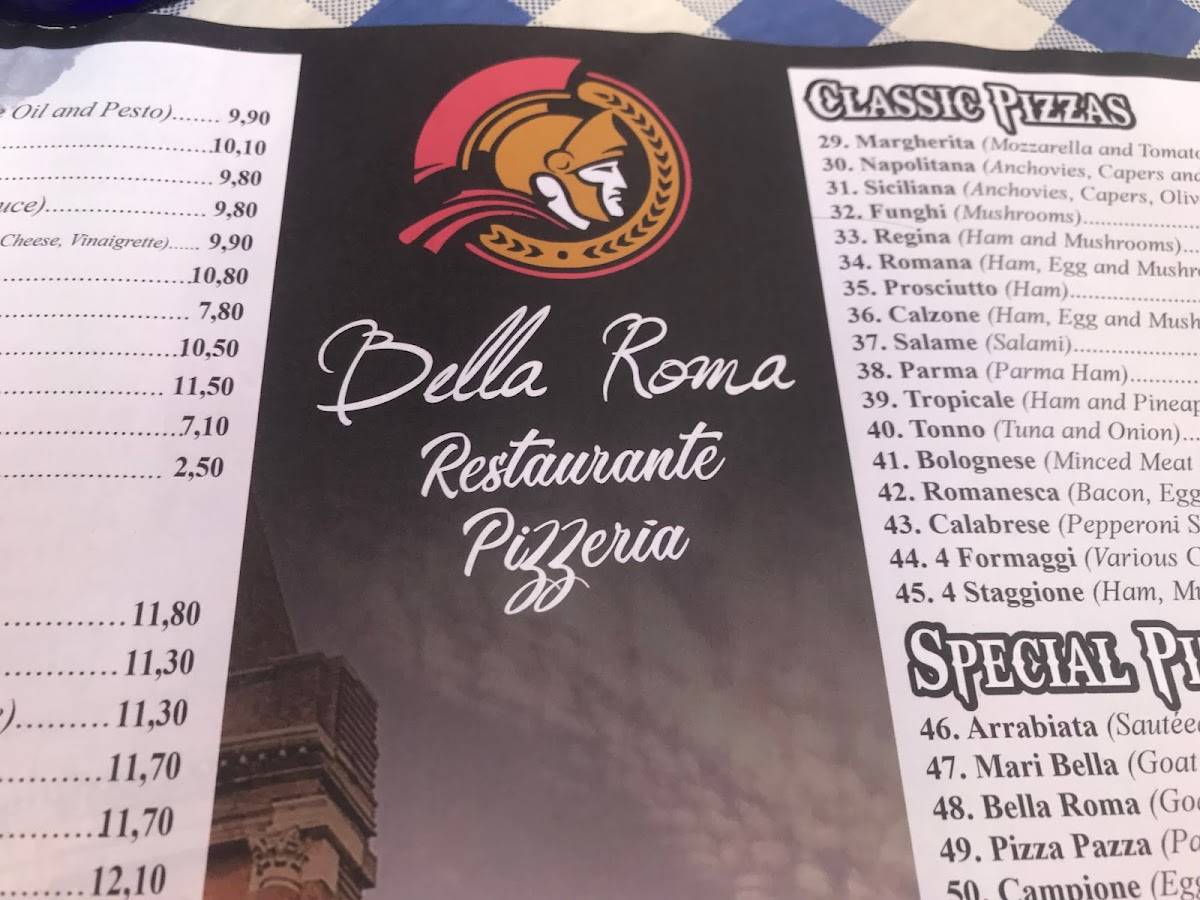 Menu at Bella Roma Restaurante, Port de Pollença