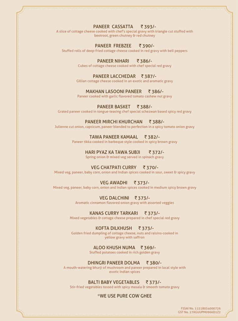 Menu at Bhairavee Pure veg restaurant, Pune