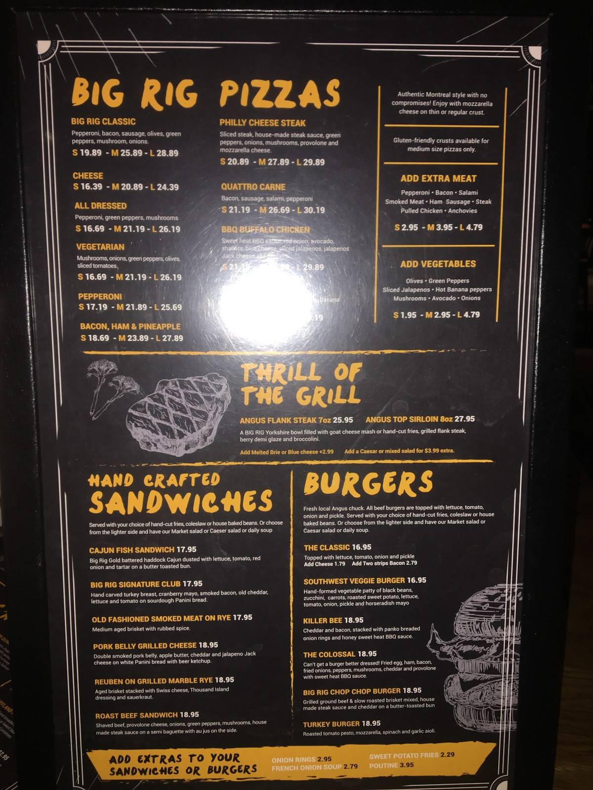 Menu at Big Rig Kitchen & Brewery - Ogilvie restaurant, Ottawa