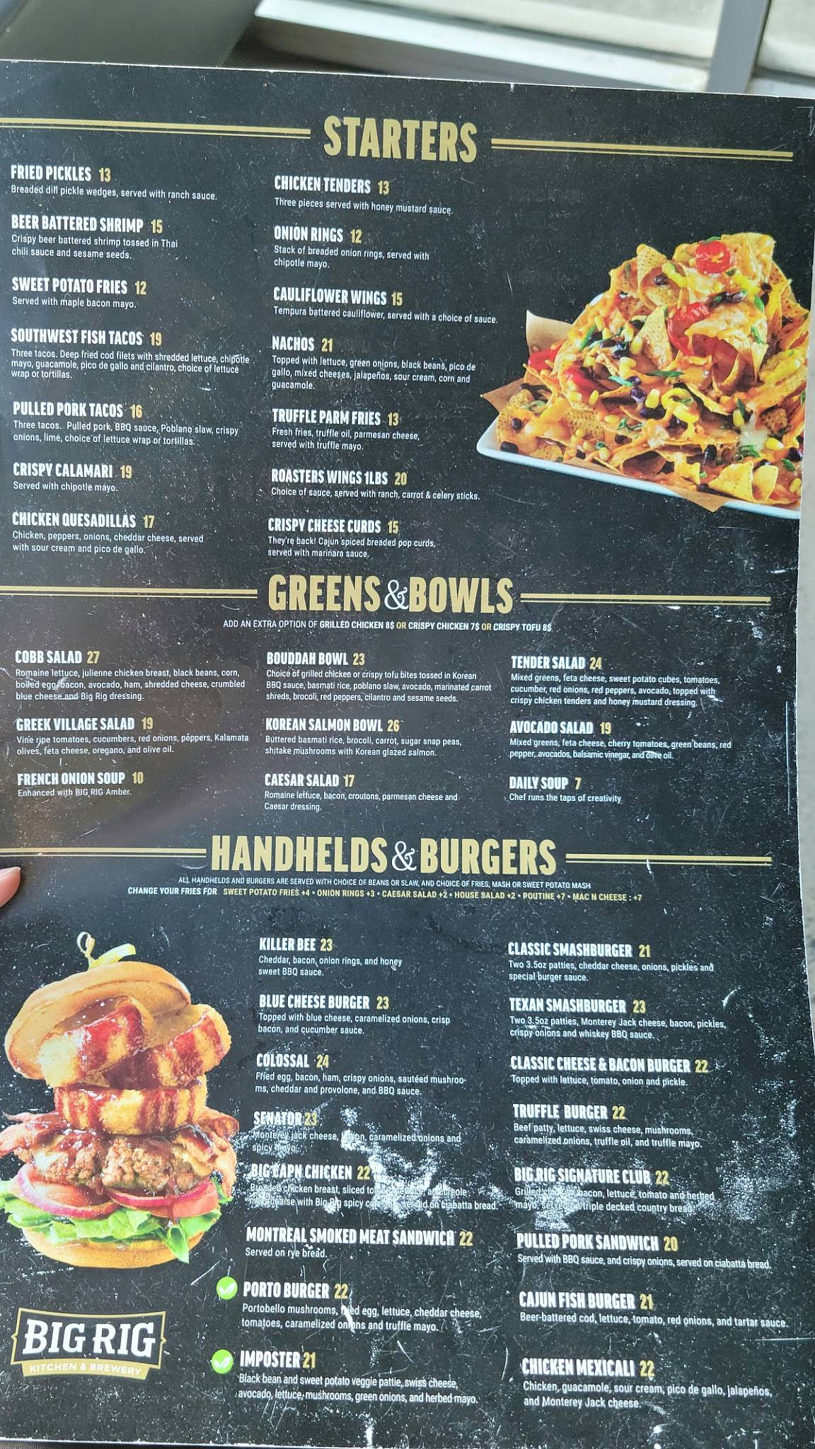 Menu at Big Rig Kitchen & Brewery - Ogilvie restaurant, Ottawa
