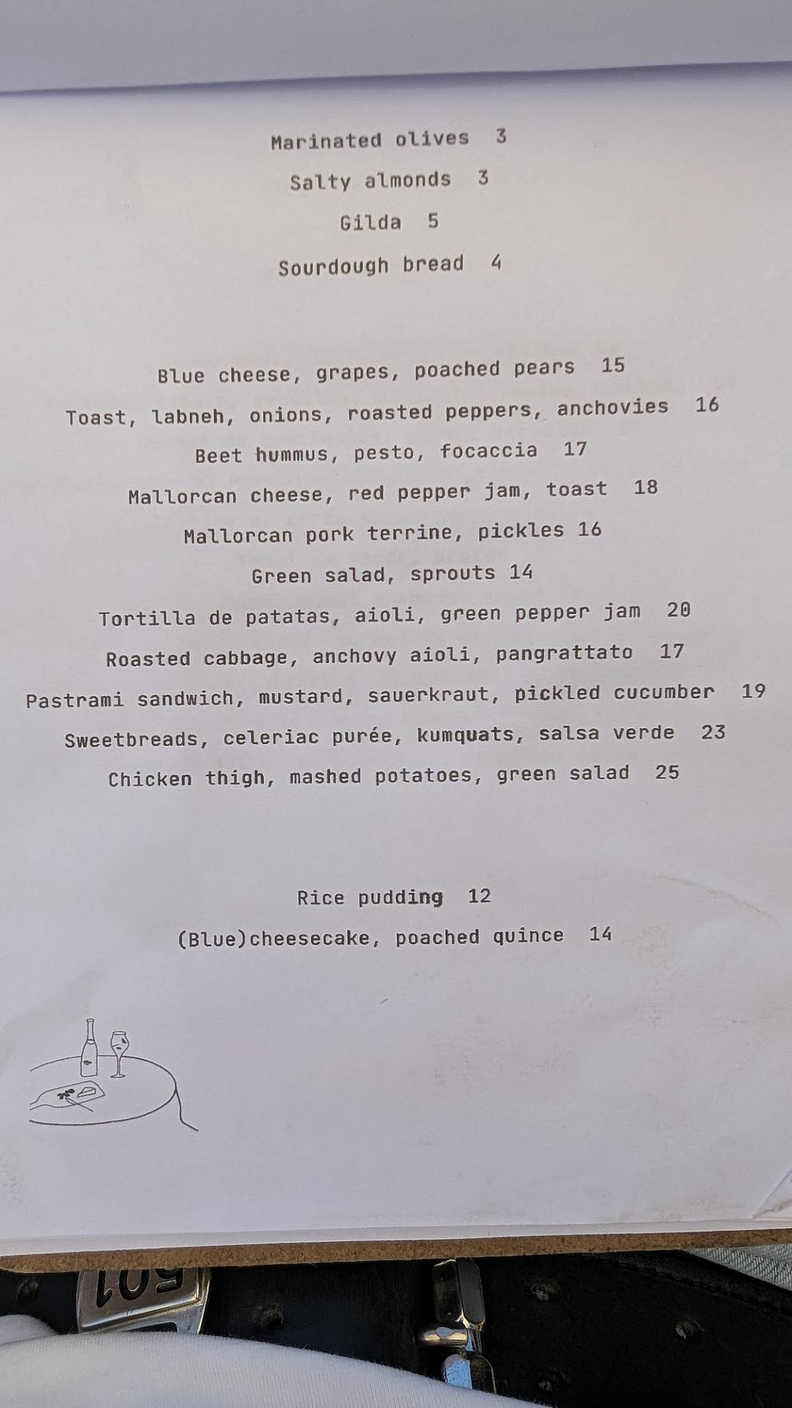 Menu at Blai restaurant, Port de Sóller