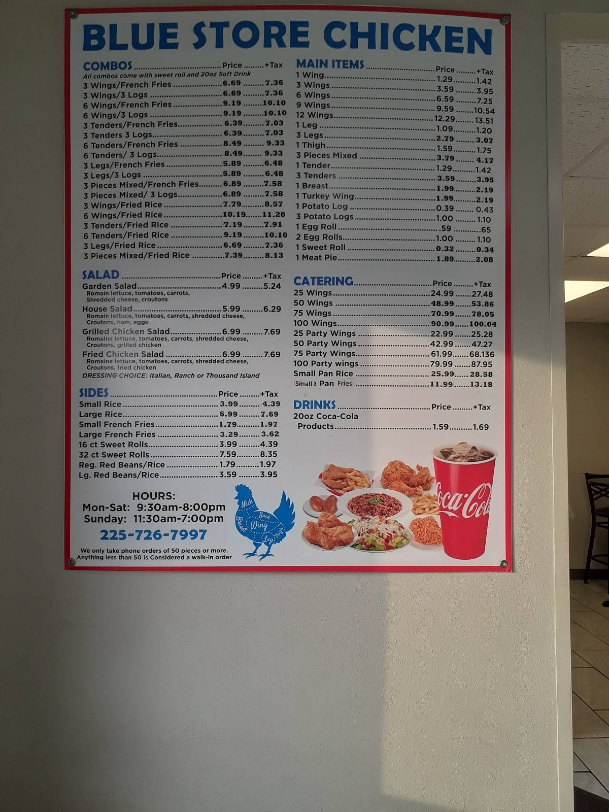 Menu at Blue Store Chicken restaurant, Baton Rouge, Old Hammond Hwy STE B