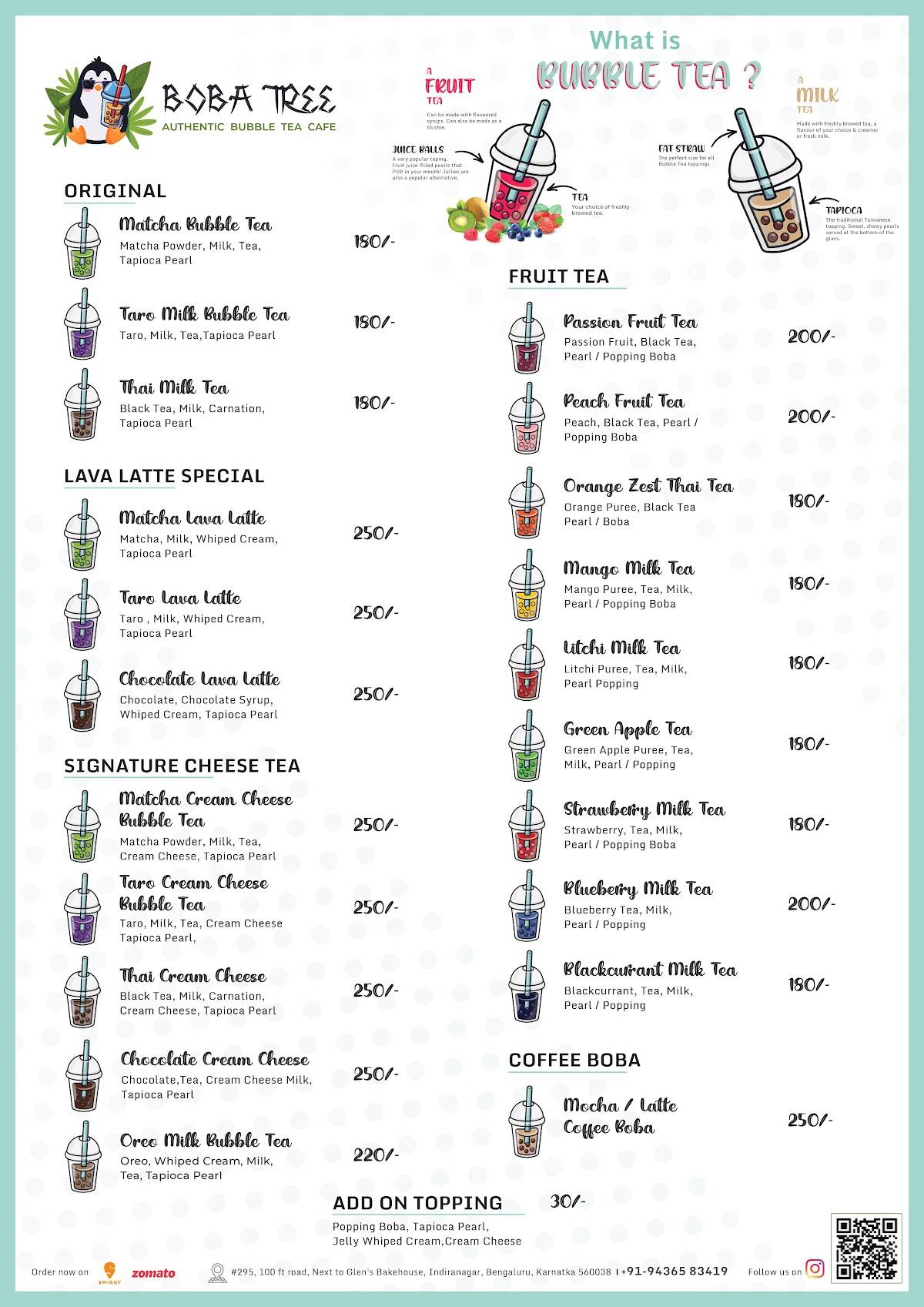 Menu at Boba Tree - Bubble tea cafe, Bengaluru, 295