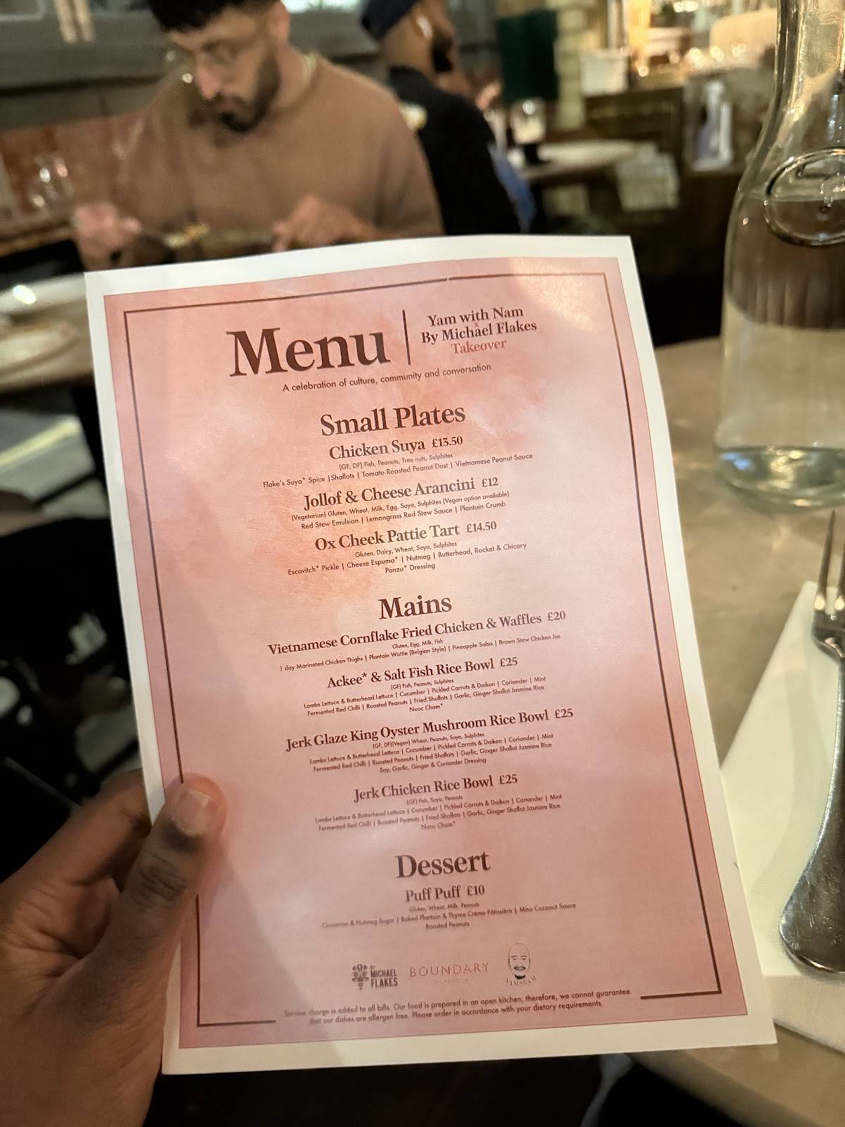 Menu at Boundary Bar and Brasserie, London, Ground Floor