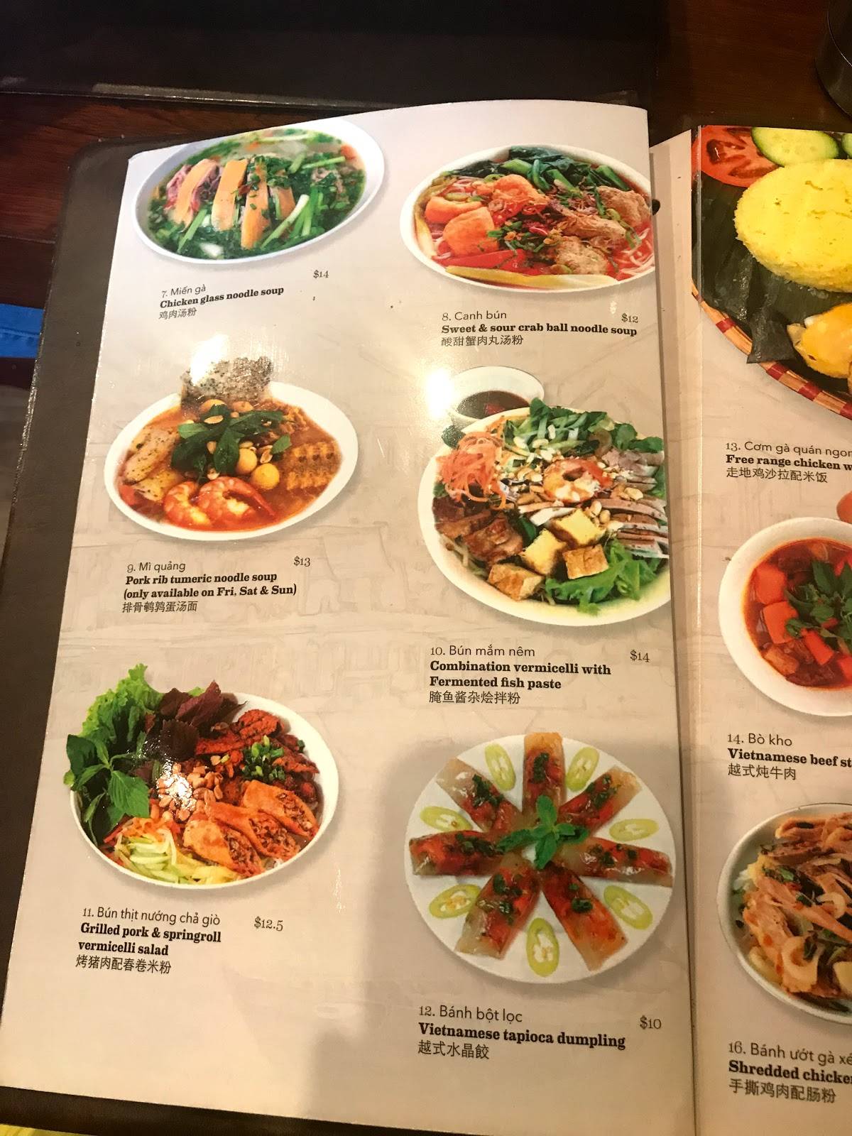 Menu at Bún Ngon restaurant, Springvale