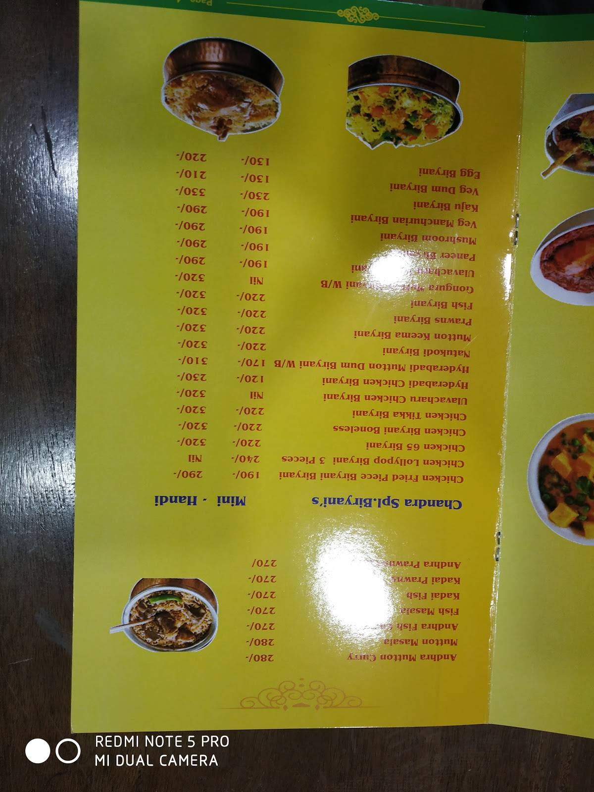 Menu at CHANDRA RESTAURANT, Hyderabad