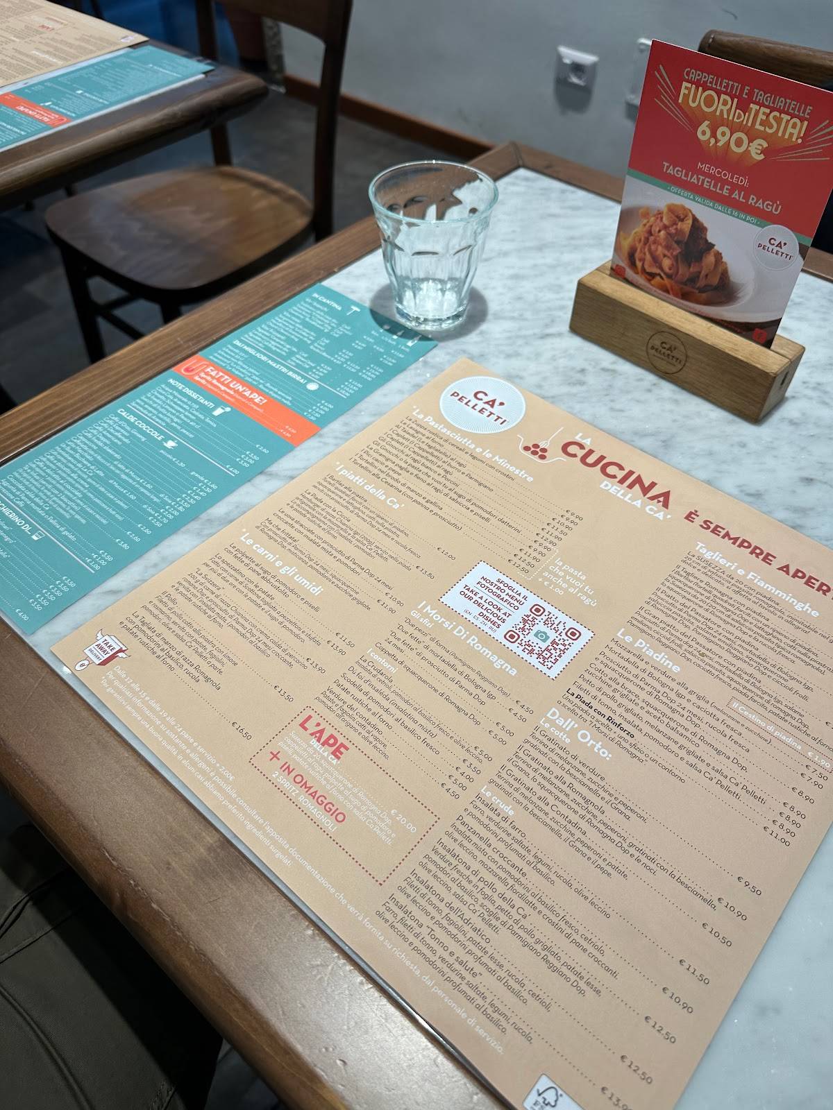Menu au Ca' Pelletti Firenze restaurant, Florence