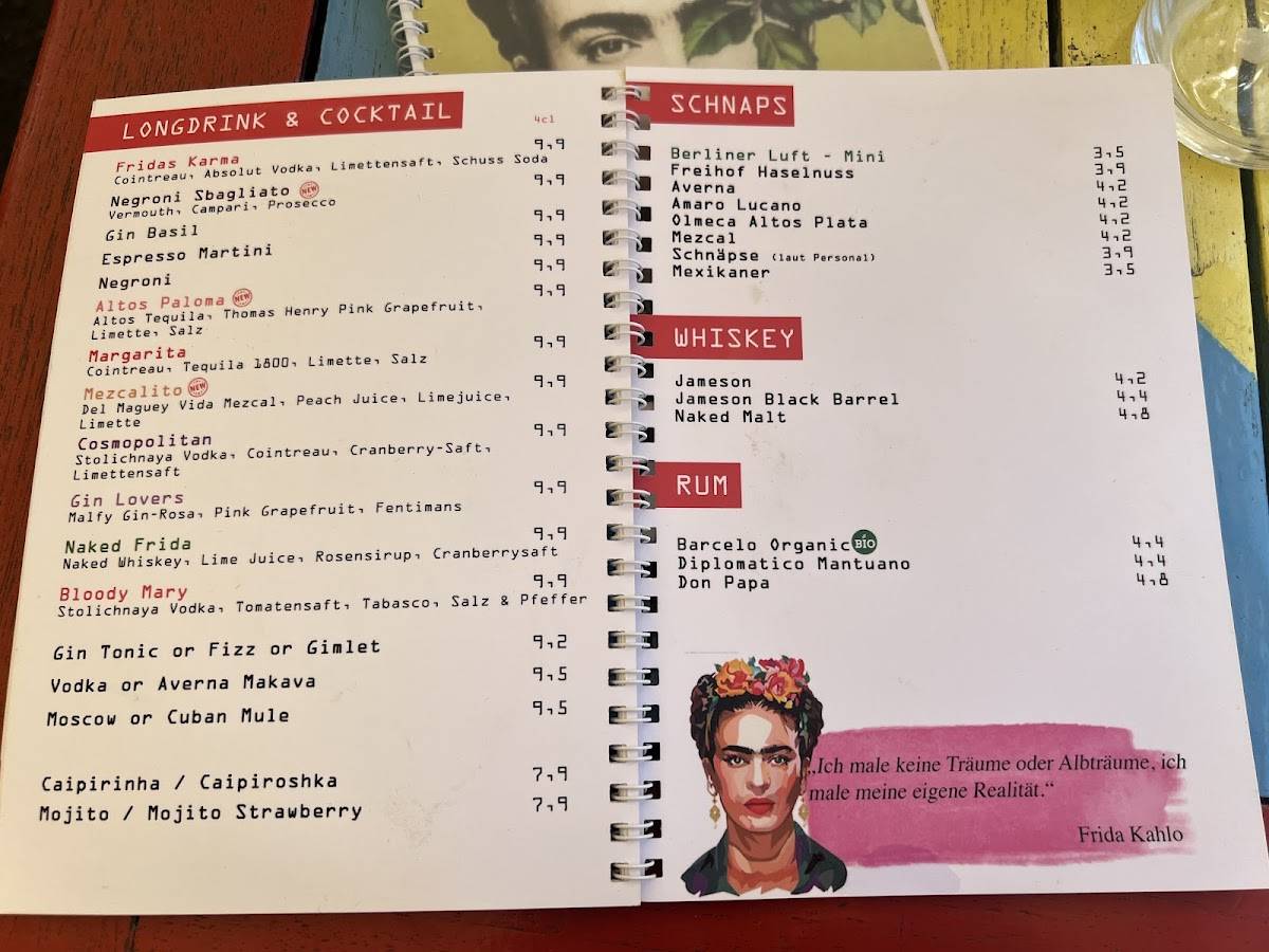 Speisekarte von Café Frida restaurant, Wien