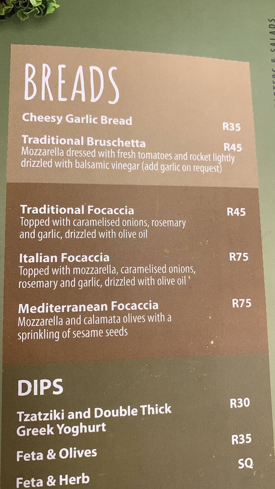 Menu at Café Neo restaurant, East London