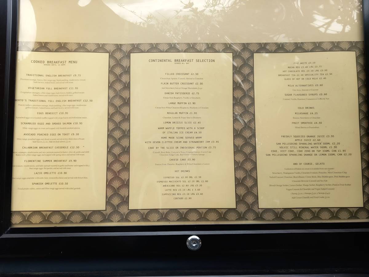 Menu at Cafe Roberto, High Wycombe