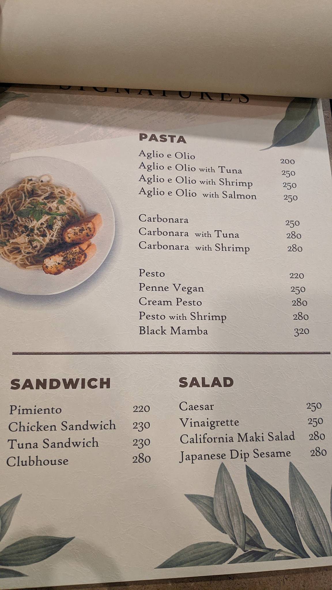 Menu at Calle Cafe by Don Gabriel UST, Dapitan, Manila