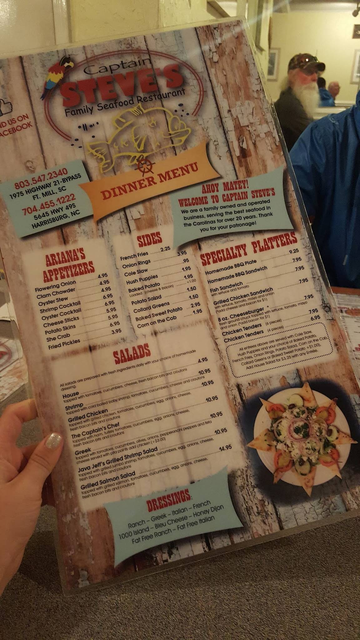 Menu at Captain Steve's Family Seafood Restaurant in Fort Mill, SC ...