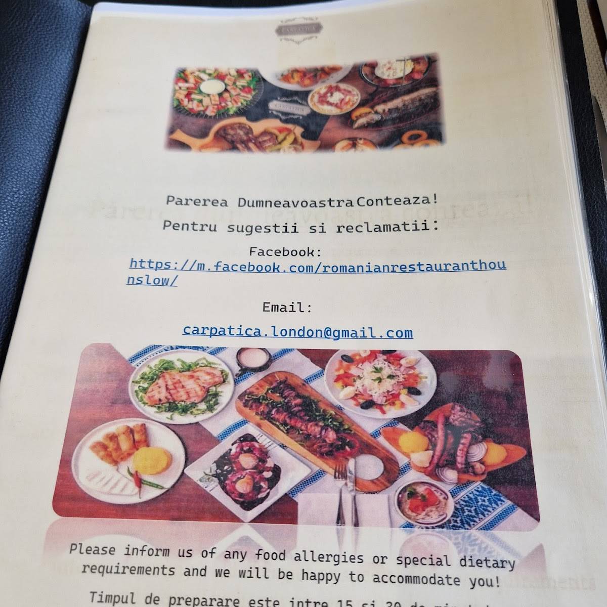 Menu at Restaurant Carpatica, Hounslow, 34 Bath Rd