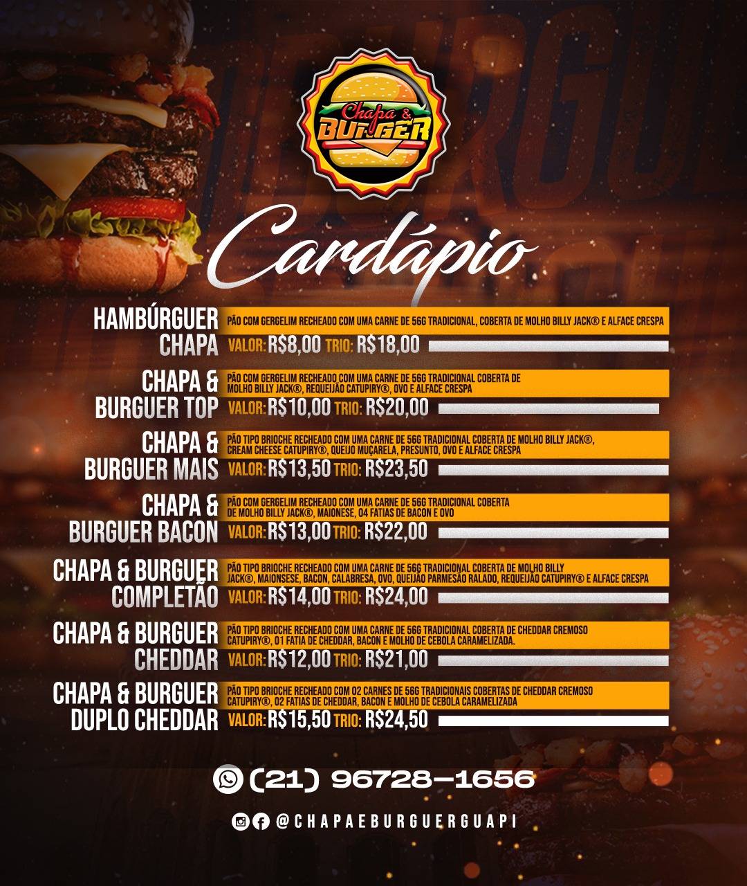 Menu em Chapa & Burguer Guapi restaurante, Guapimirim