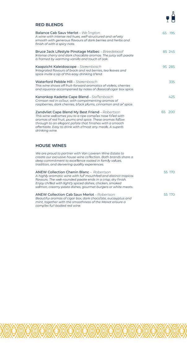 Menu at Cielo Restaurant, Benoni
