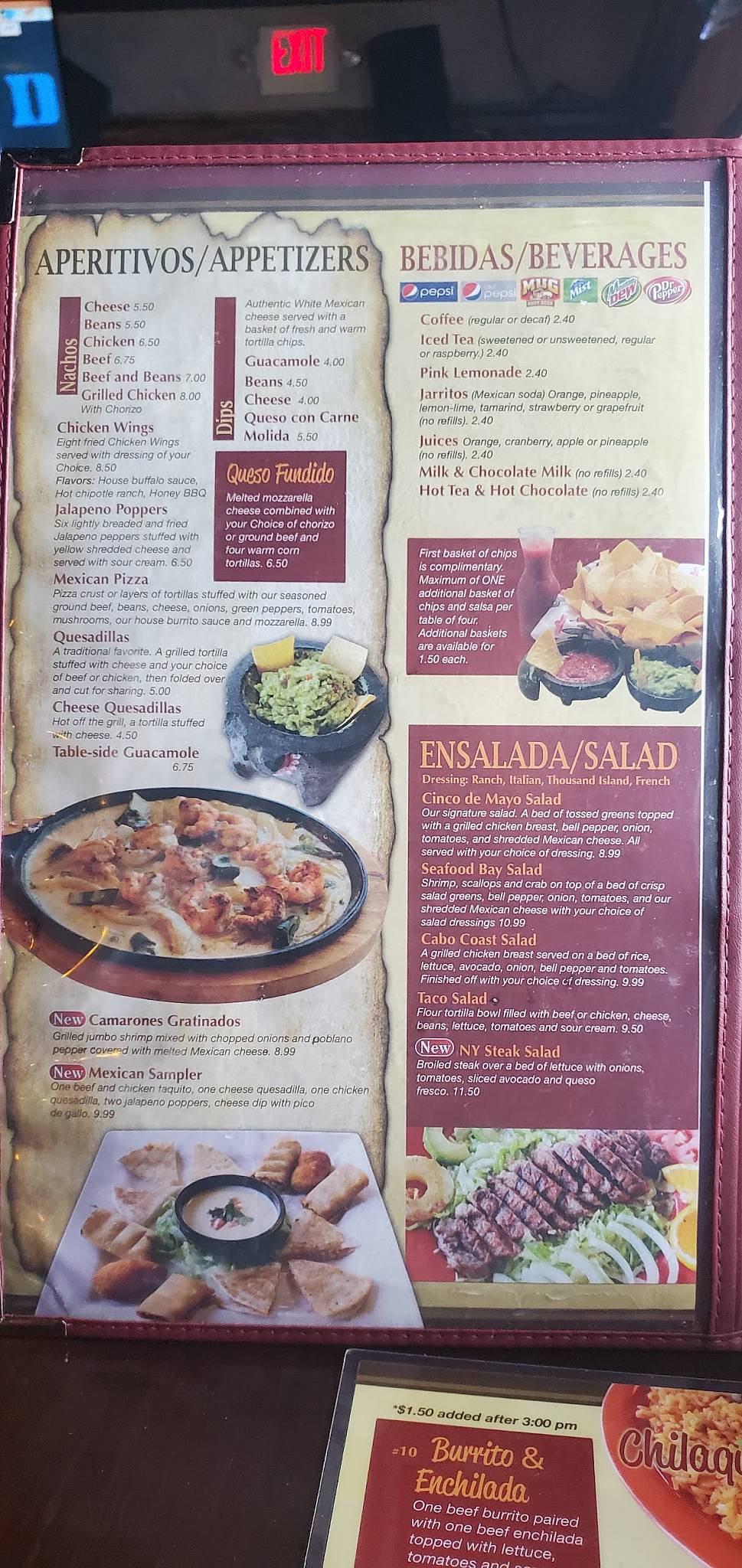 Menu at Cinco De Mayo Mexican Bar & Grill, Rossford