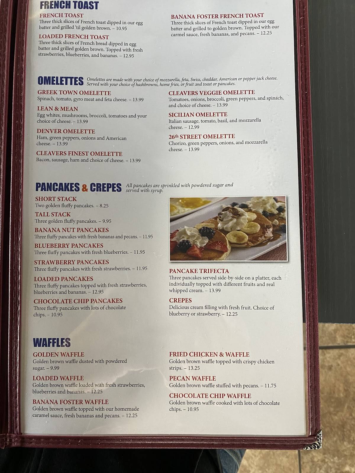 Menu at Cleavers Chicago Style Flavor restaurant, Evansville
