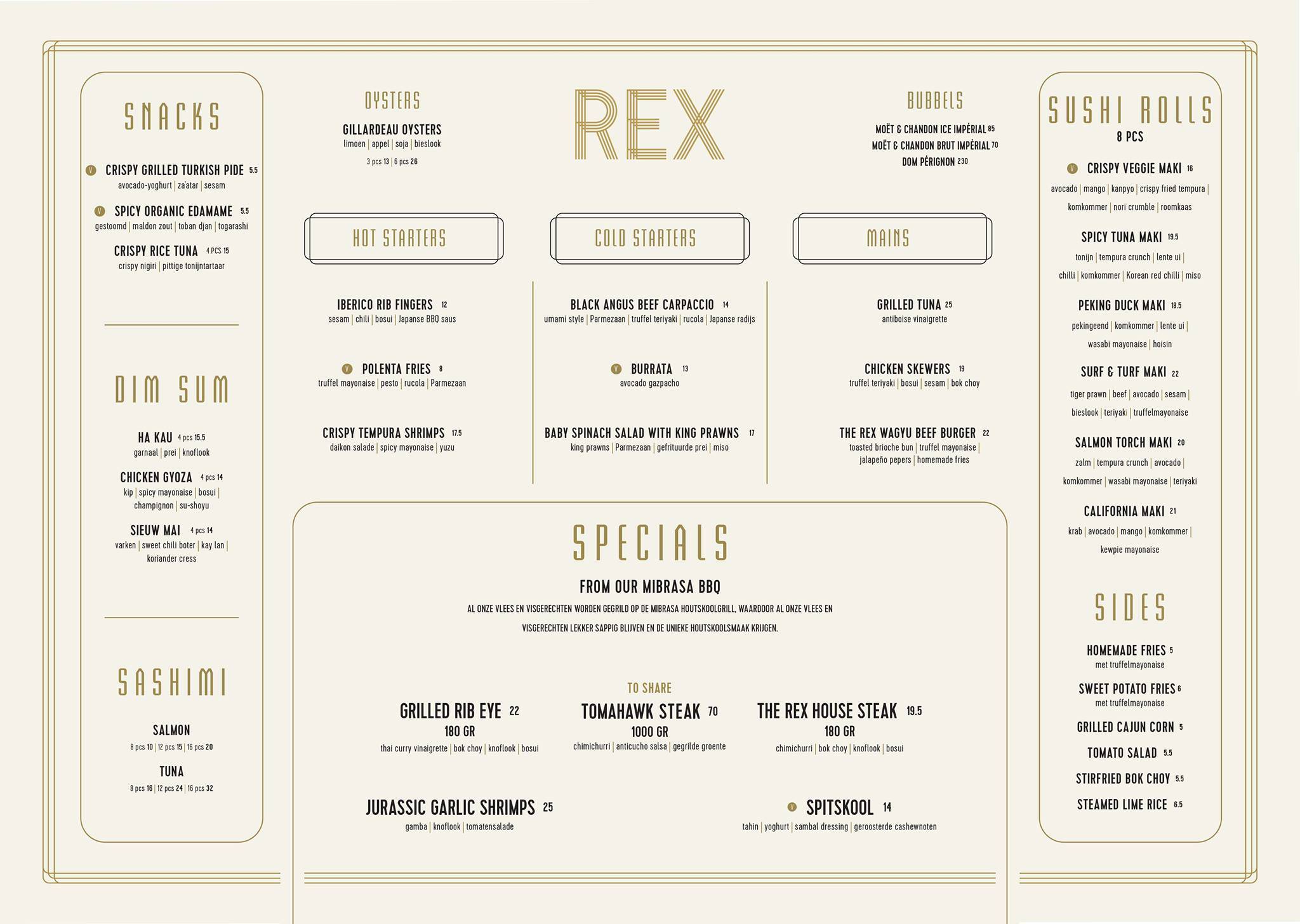 Menu at Restaurant REX, Hilversum