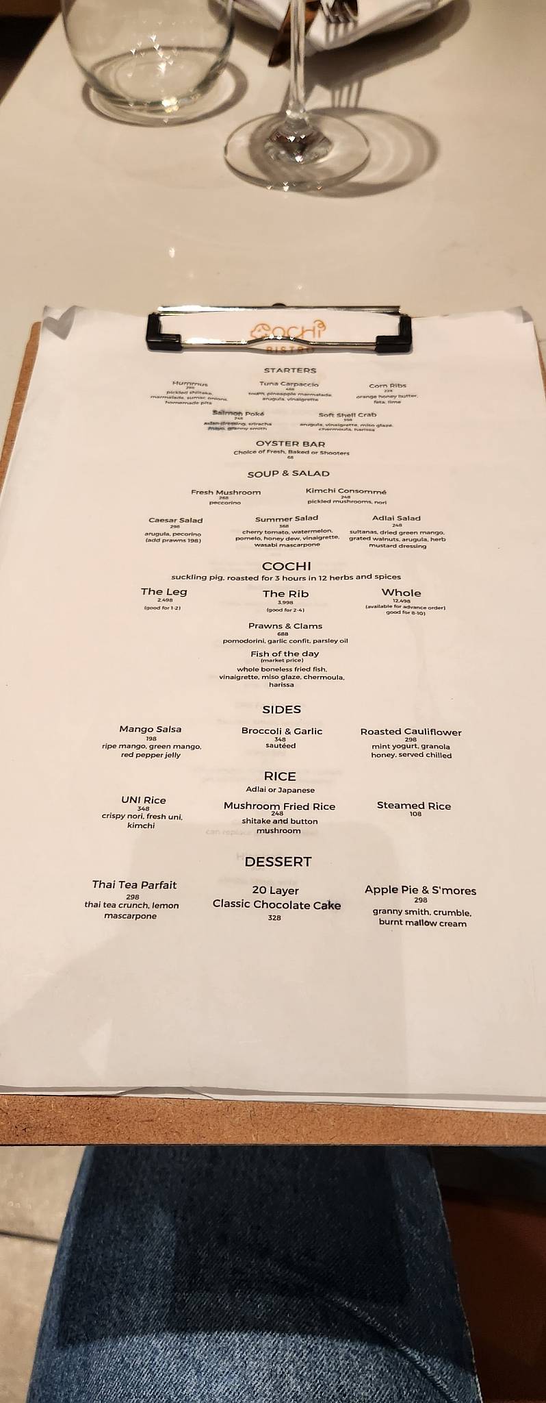 Menu at COCHI restaurant, Taguig
