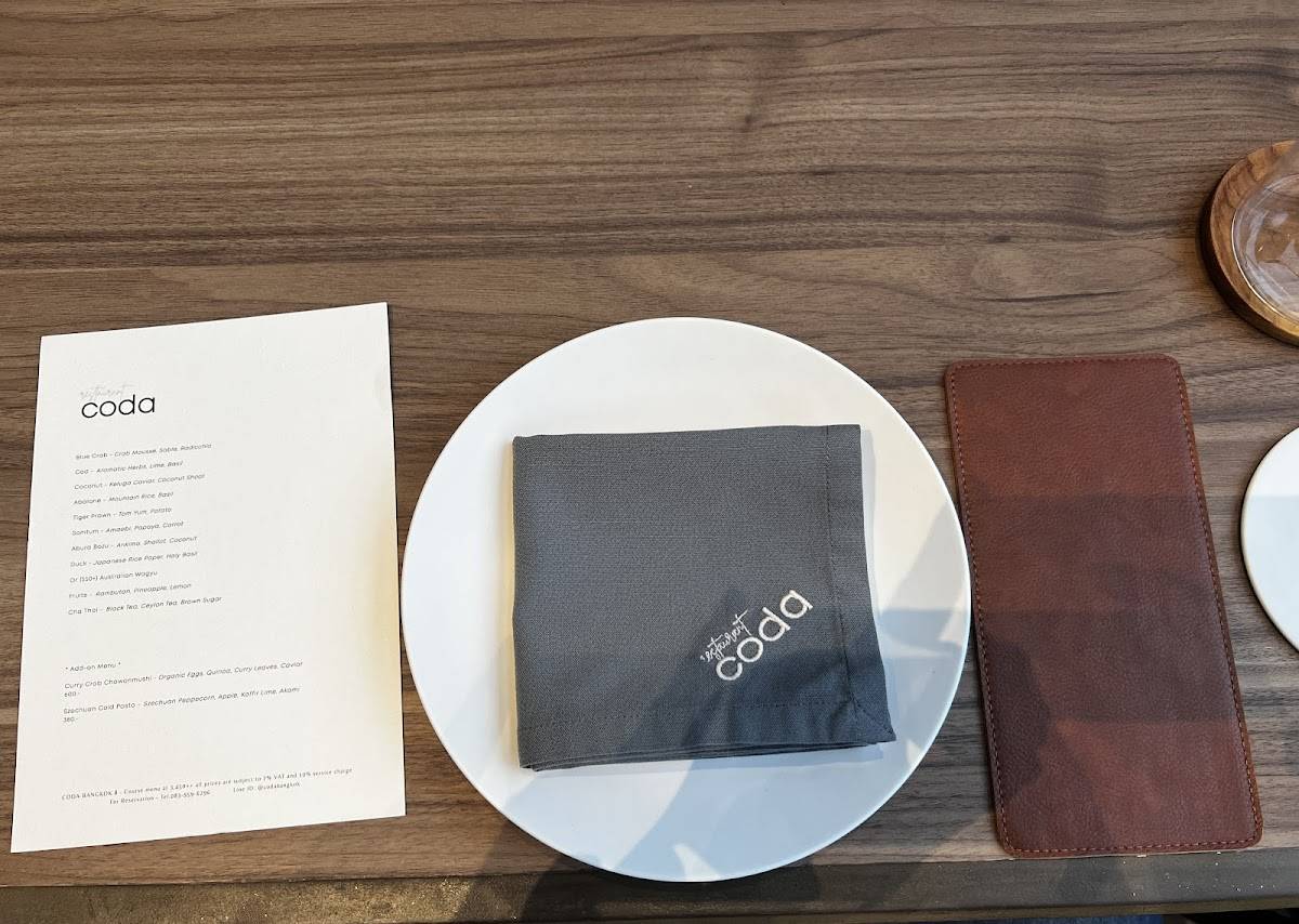 Menu at Restaurant Coda Bangkok, Bangkok